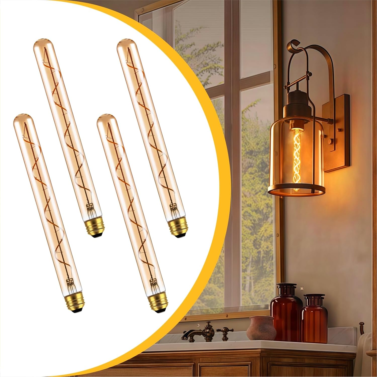 UMLAEN 11.8 Inch Long Tubular Light Bulb Dimmable LED Edison Light ...