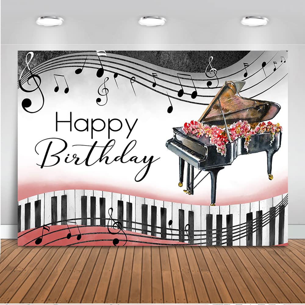 Amazon.com : Mocsicka Piano Birthday Backdrop Musical Theme Birthday ...