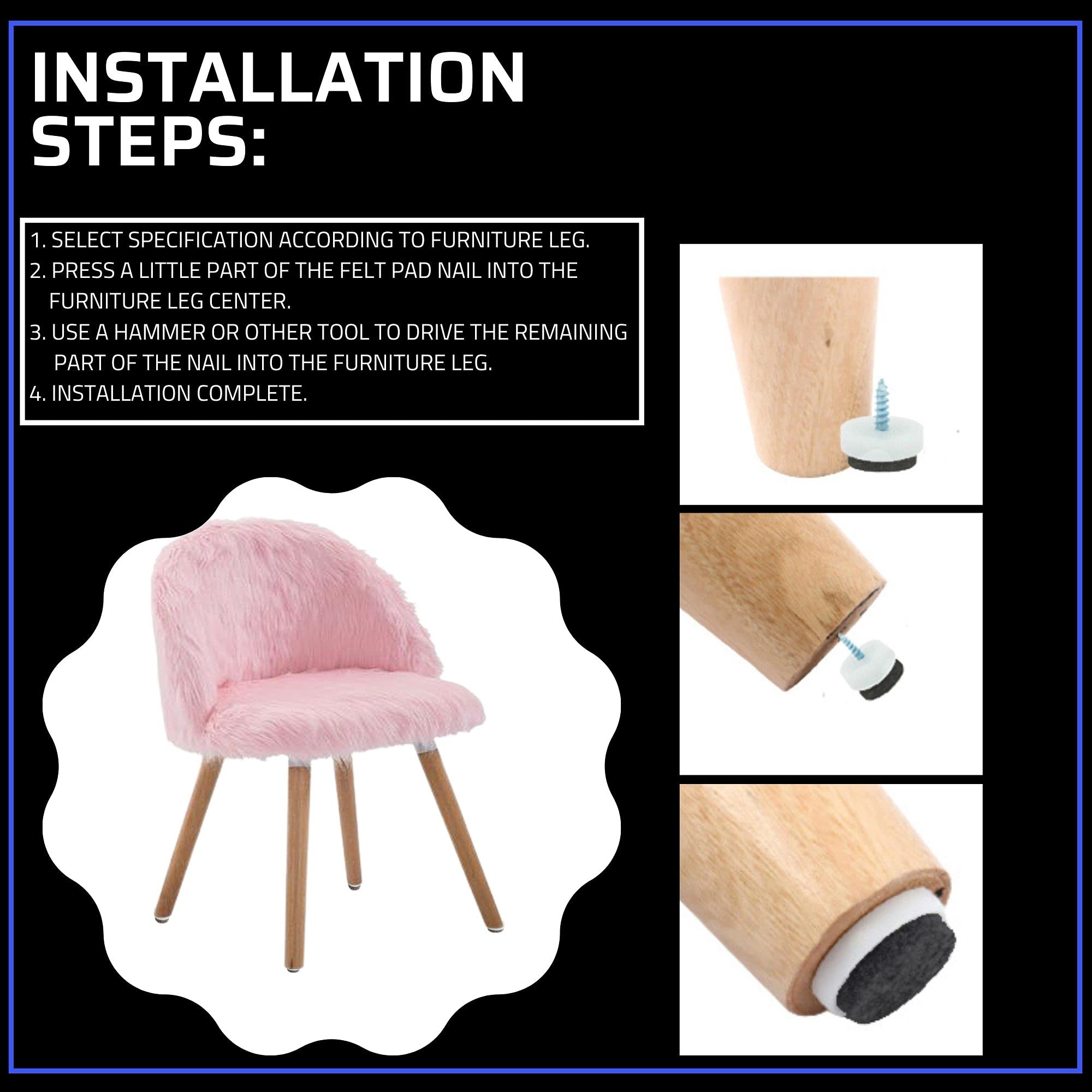 Felt Furniture Glides Screw On & Sliders - Chair Leg Protector Pads For ...