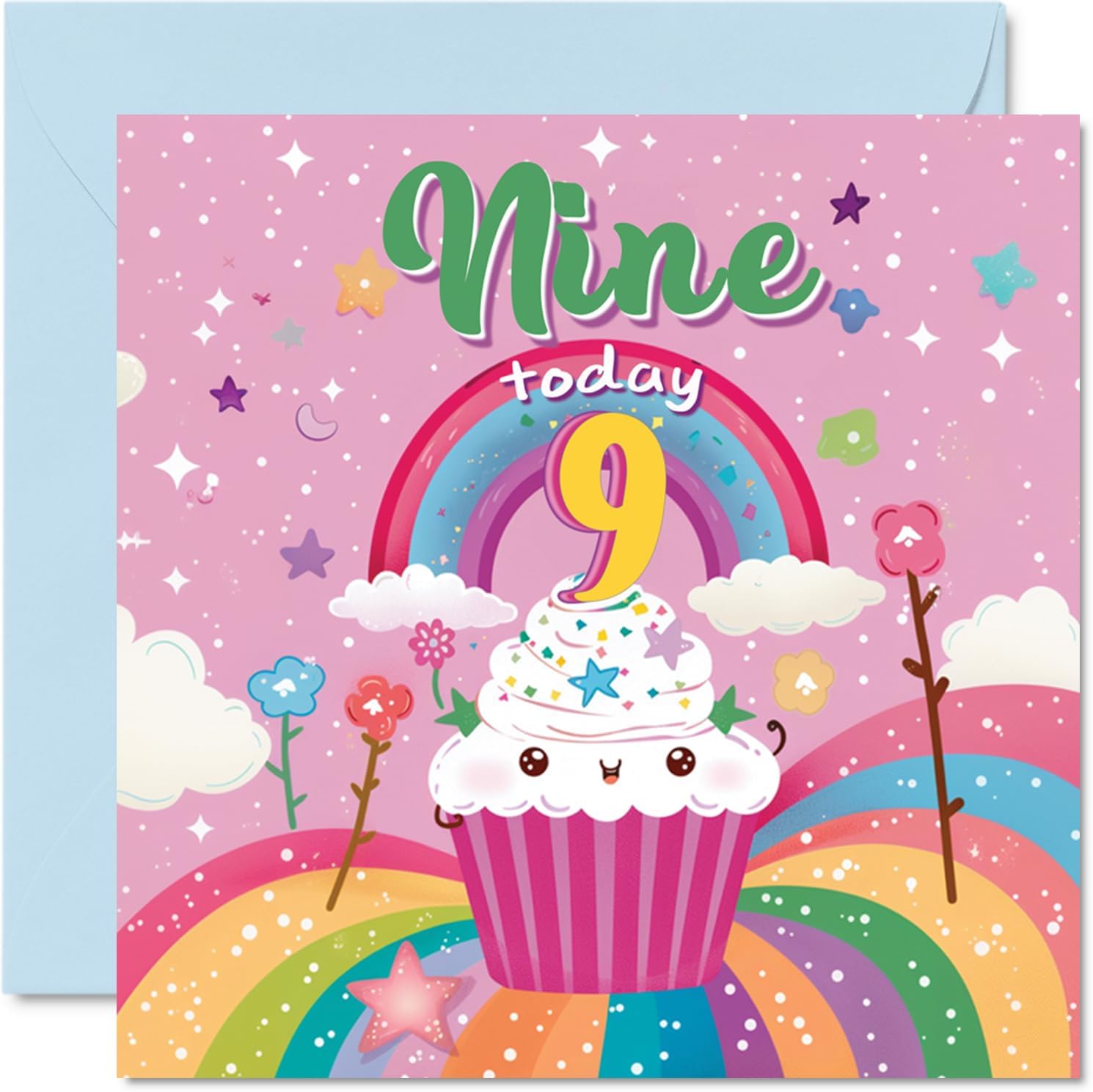 Amazon.com : Stuff4 9th Birthday Card Girl - Cupcake Rainbow - Happy ...