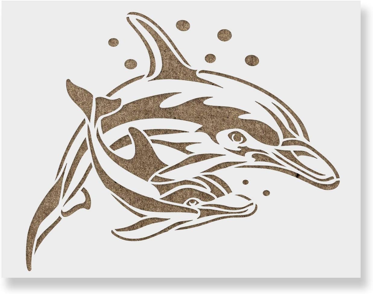 Amazon.com : Dolphins Stencil - Reusable Stencil, Ocean Stencil, Sea ...