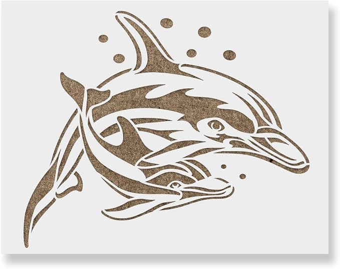 Amazon.com: Dolphins Stencil - Reusable Stencil, Ocean Stencil, Sea ...