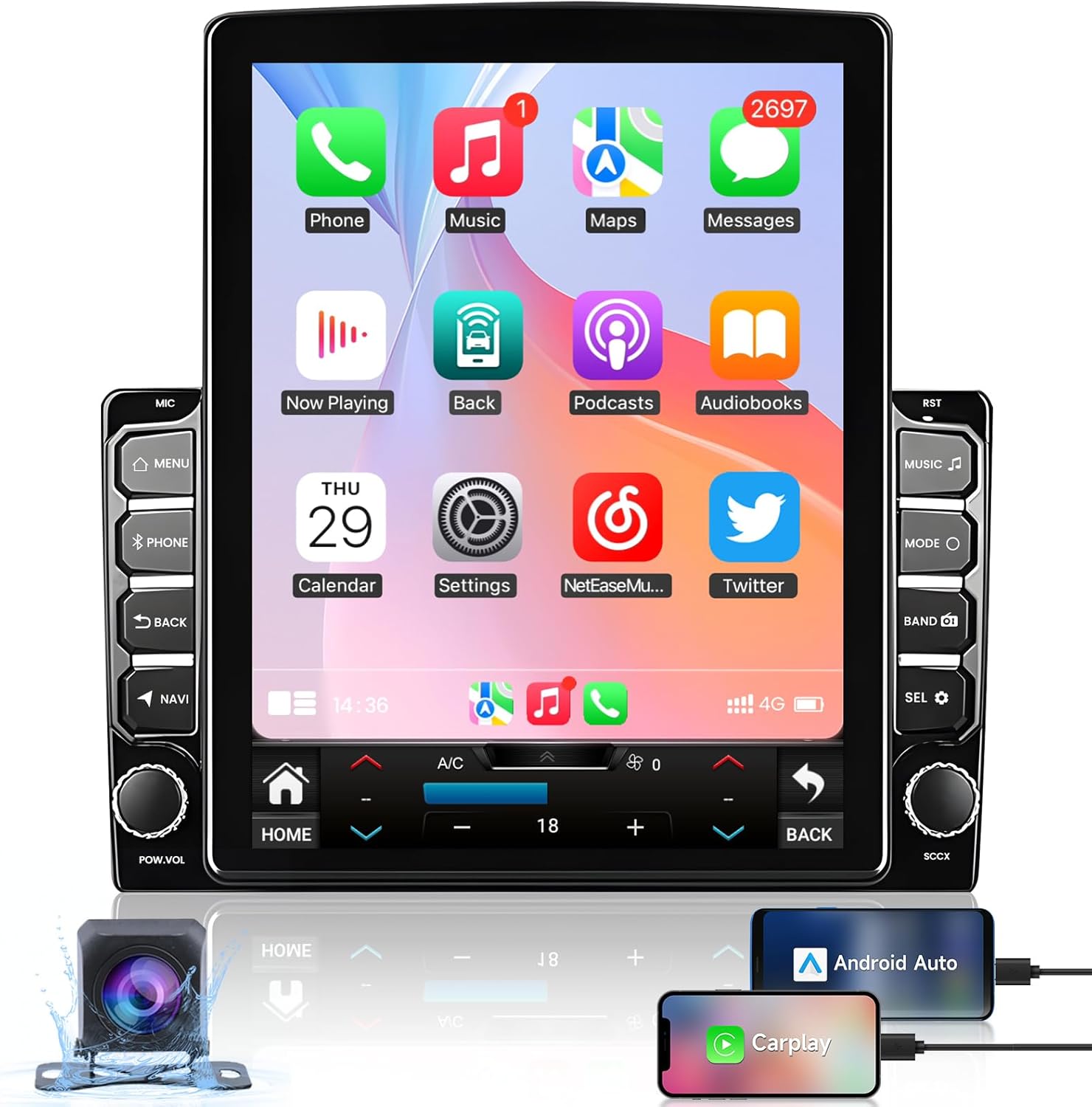 Fortdows 2+32G Android 11 coche estéreo doble DIN Radio con Carplay ...