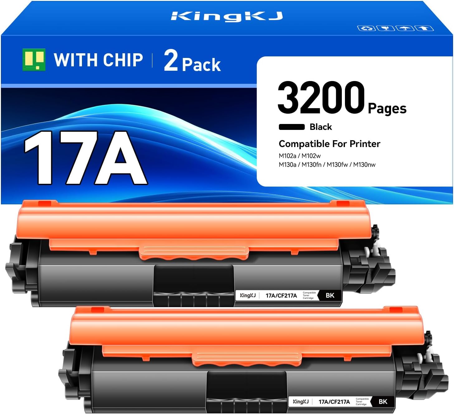 Amazon.com: 17A High Yield Toner Cartridge (Black 2-Pack) with chip ...
