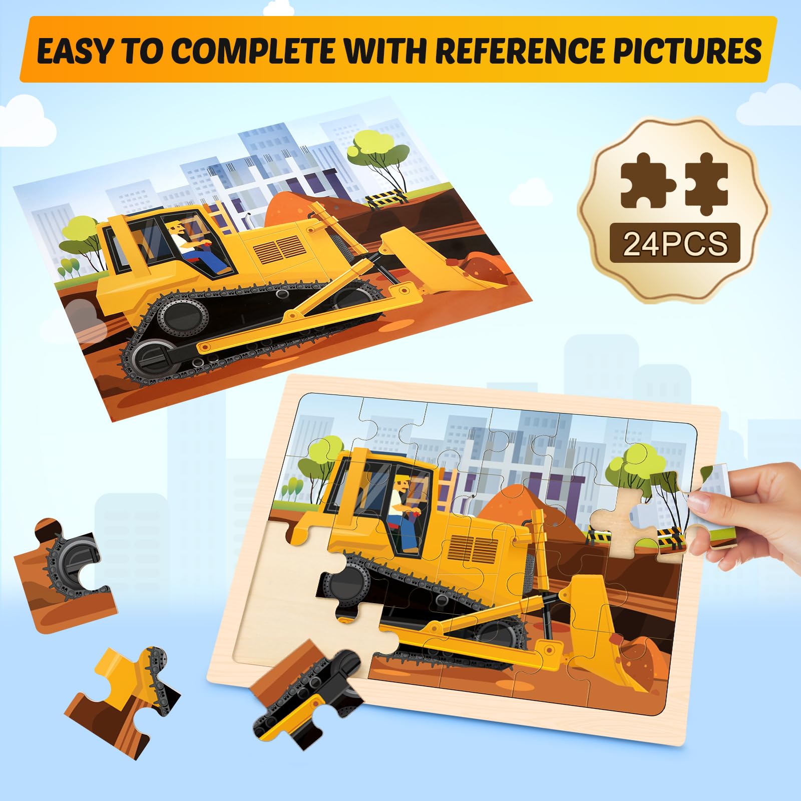 Snapklik.com : Wooden Puzzles For Kids Ages 4-6, 4 Packs 24 PCS ...