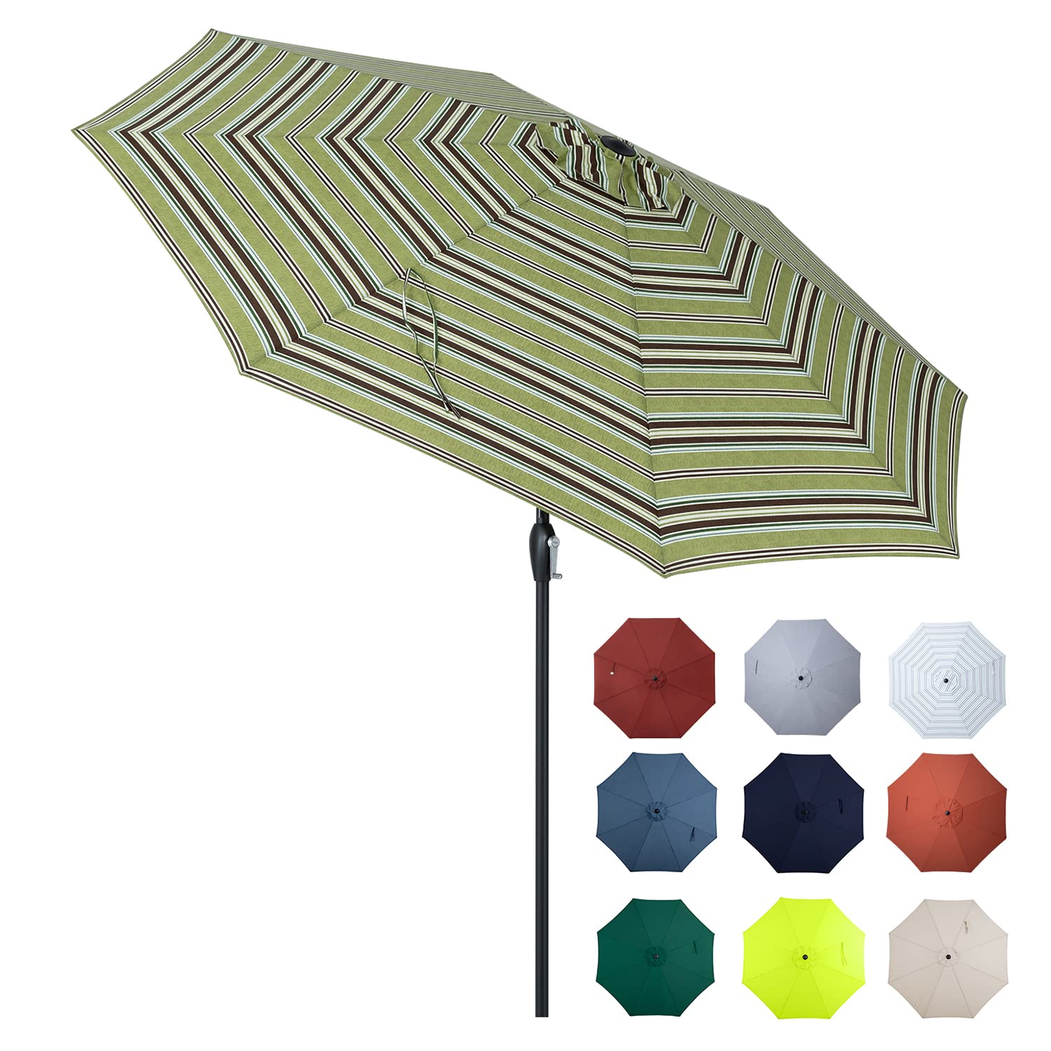 Tempera 11' Outdoor Market Patio Table Umbrella with Auto Tilt and ...