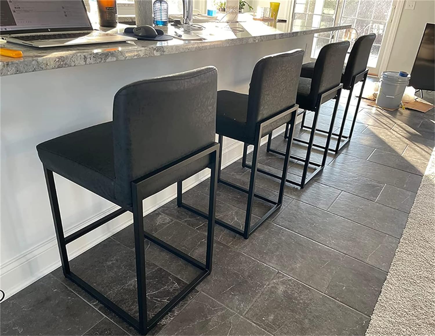 Amazon.com: Sophia & William Black Bar Stools Set of 4, Counter Height ...
