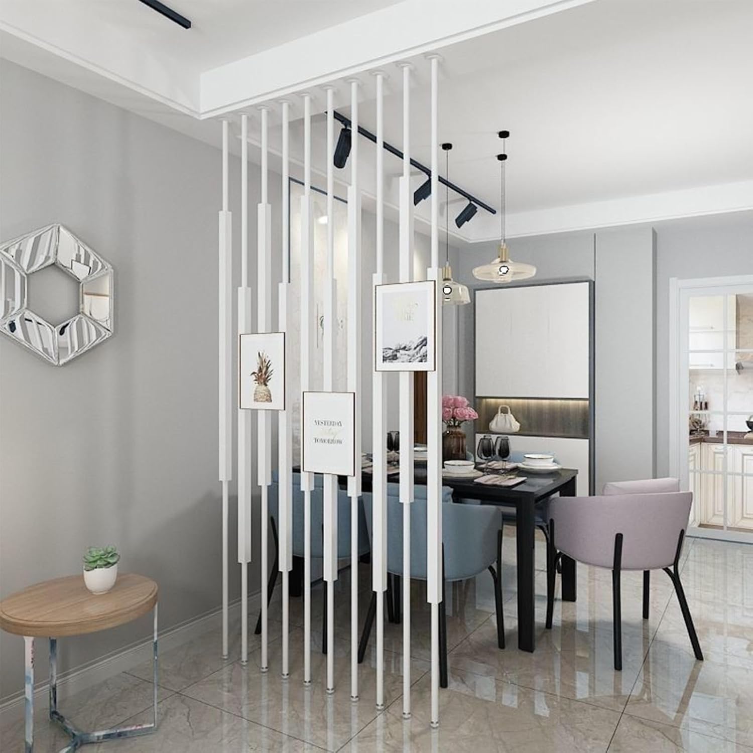 Adjustable Room Divider Privacy Screen – Metal Slat Partition Wall for ...