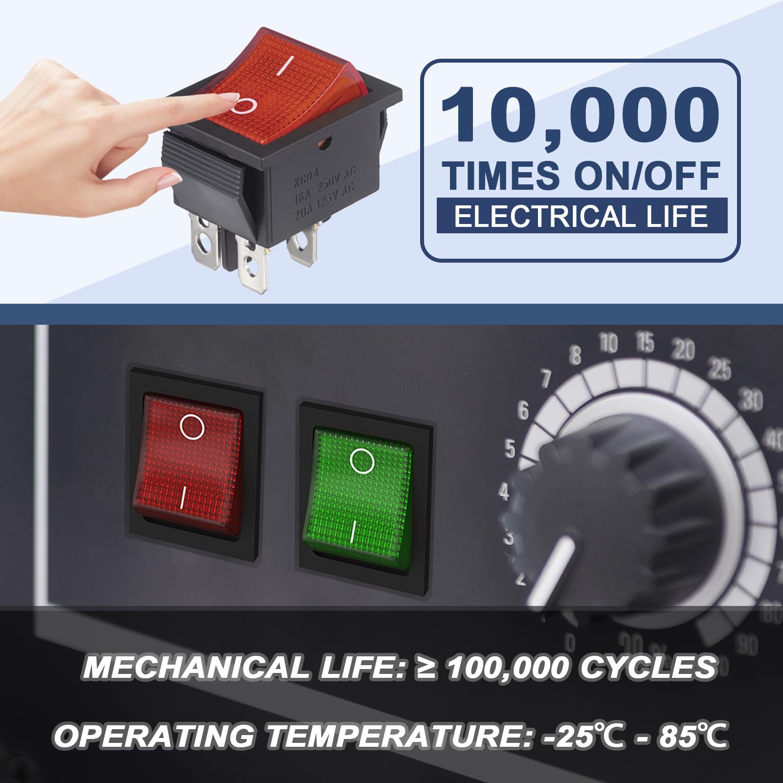 Snapklik.com : 6pcs KCD4 Lighted Rocker Switch 20A 125V AC 16A 250V Red ...