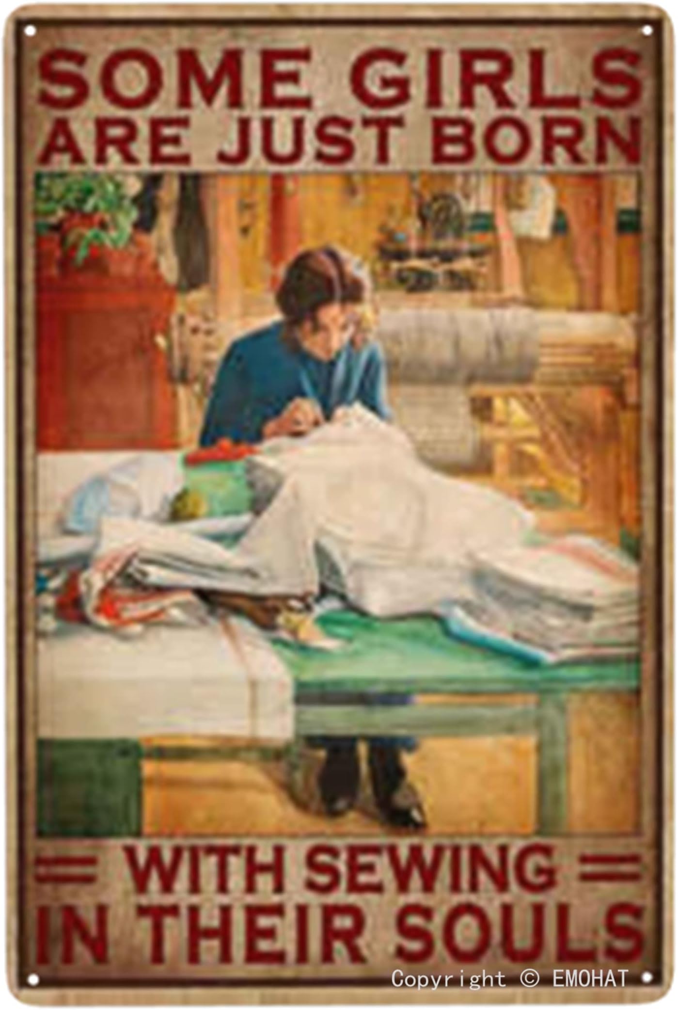 Amazon.com: LINQWkk Vintage Tin Sign Sewing Because Murder is Wrong ...