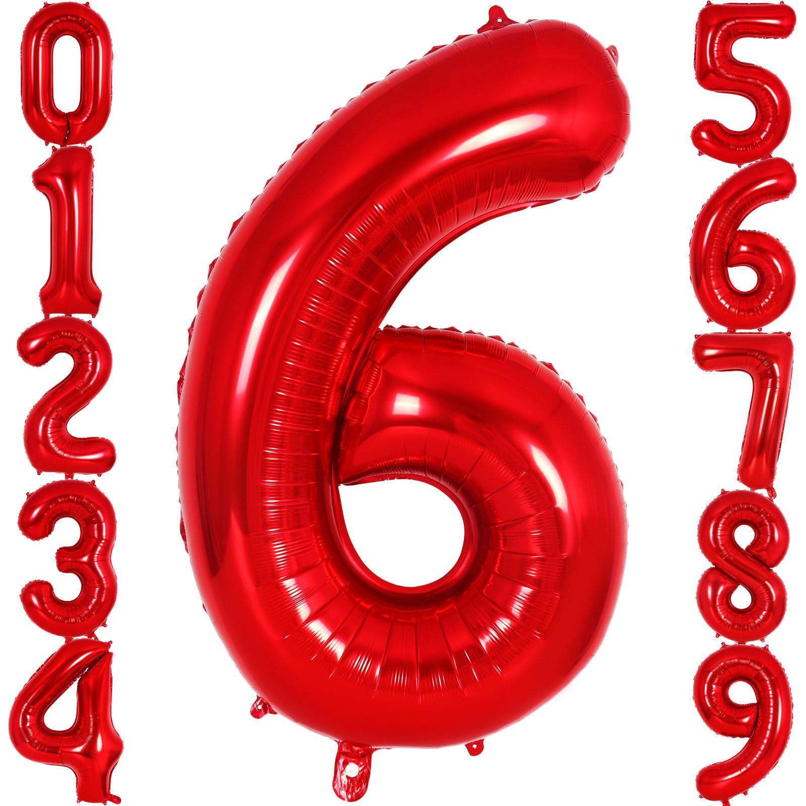 Amazon.com: Red Number 6 Balloon 40 Inch, Big Large Foil Helium Number ...