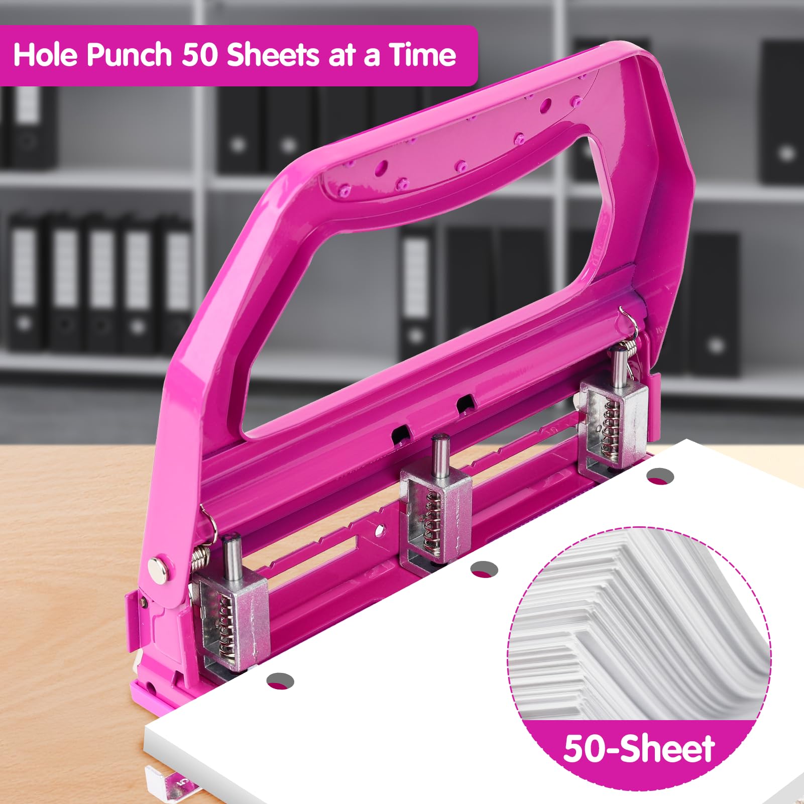 Snapklik.com : 3 Hole Punch Heavy Duty, 9/32" Holes, 50-Sheet Hole ...