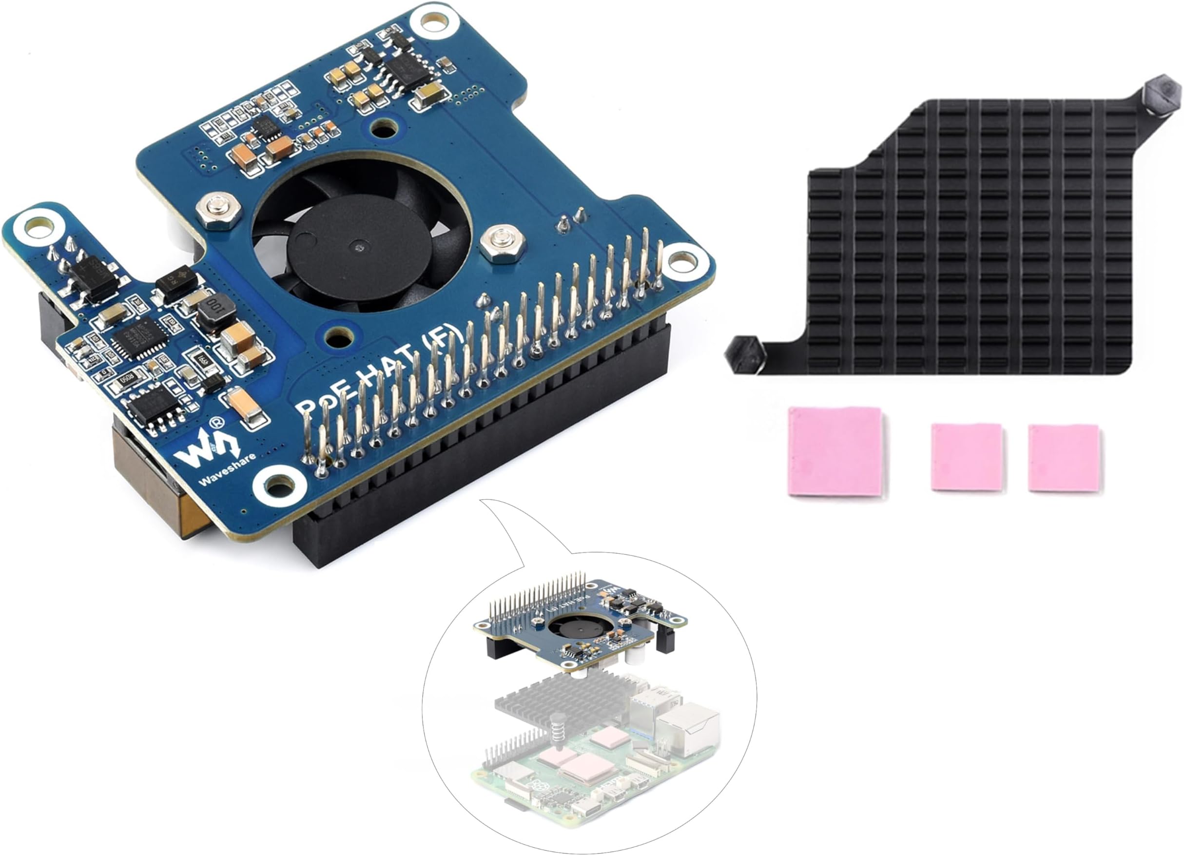 Wavesharr PI 5 HAT+,PCIe to M.2 Adapter with PoE Function for Raspberry ...