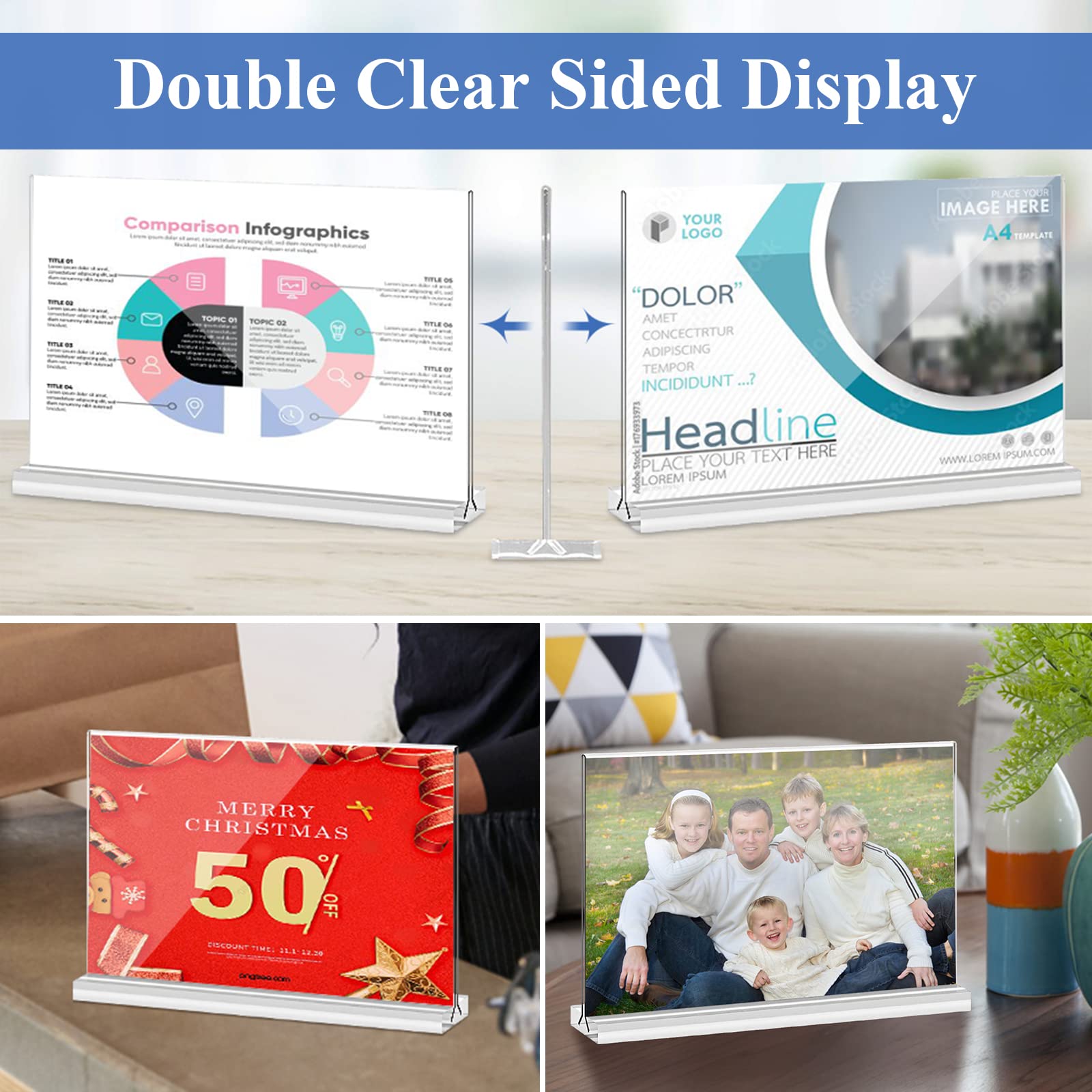 Snapklik.com : Acrylic Sign Holder 8.5x11 Inches 6 Pack Horizontal, T ...