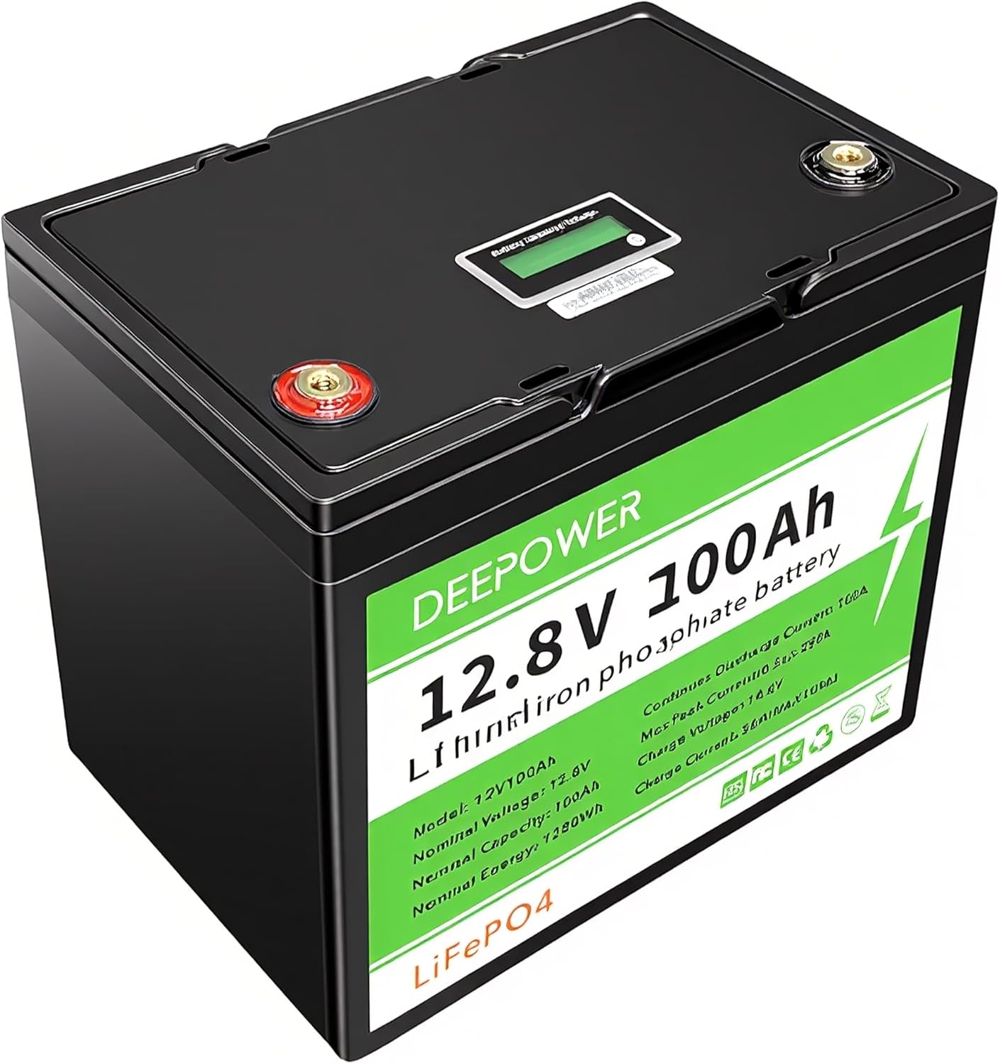 Zylvro 12V 100Ah LiFePO4 Deep Cycle Lithium Battery, Grade-A Cells ...