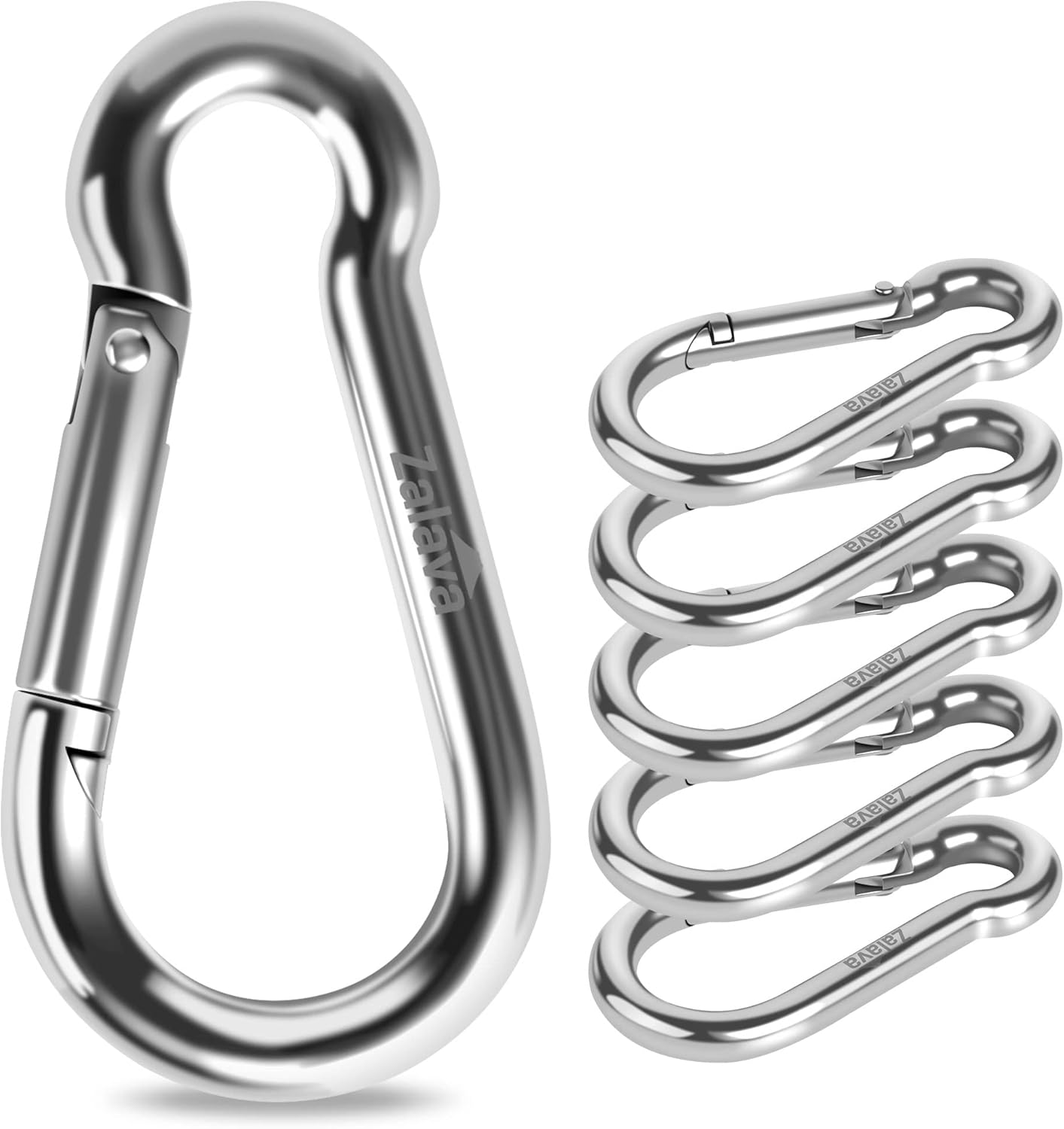 Amazon.com : 2.25 Inch Carabiners 304 Stainless Steel, Carabiners Set of 6, Snap Hook Heavy Duty ...