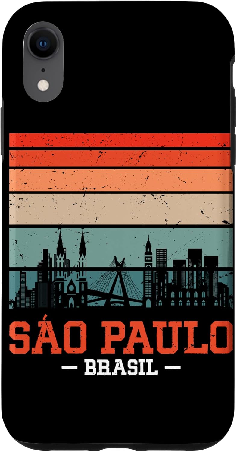 Amazon.com: iPhone XR Sao Paulo Brasil Retro Vintage Sunset Skyline Sao ...