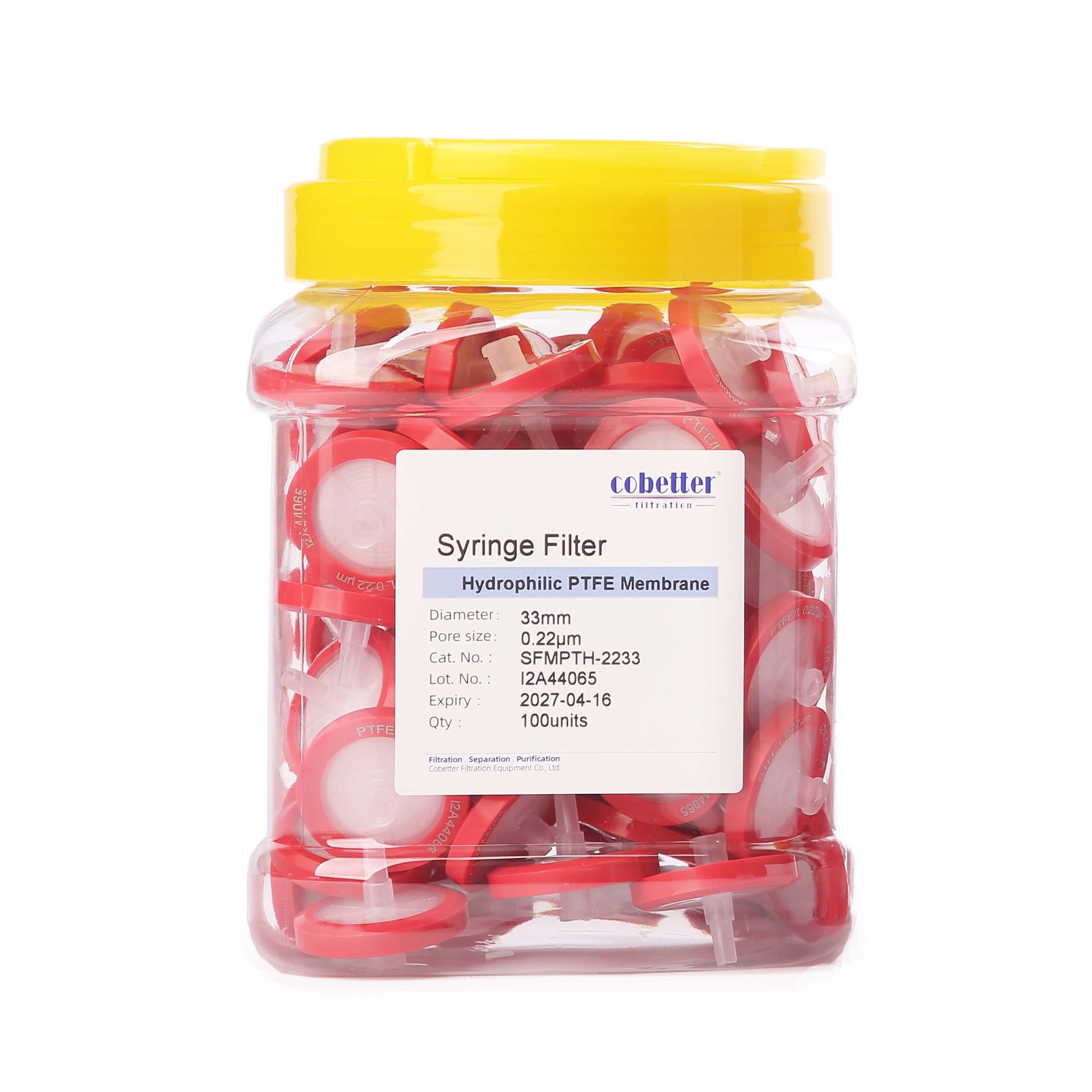 Lab Filtration Supplies 100 Pack 0.22µm - 33mm Hydrophilic Lab Filters ...