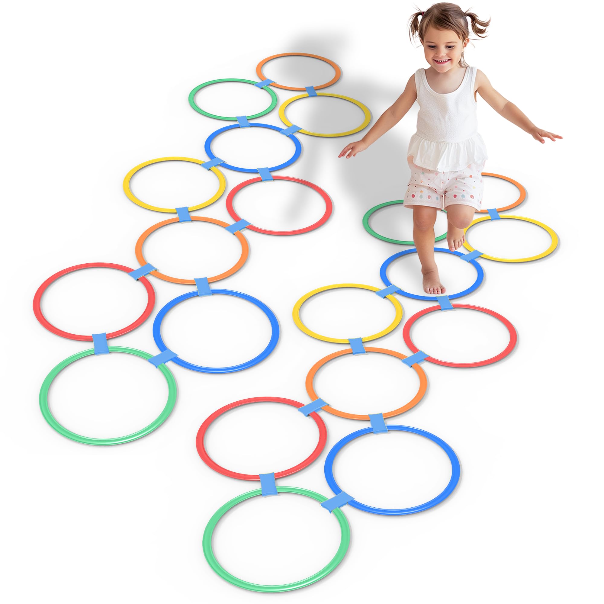 Amazon.com: Oranmew 2 Sets Hopscotch Rings, 20 Plastic Round Hoops with ...