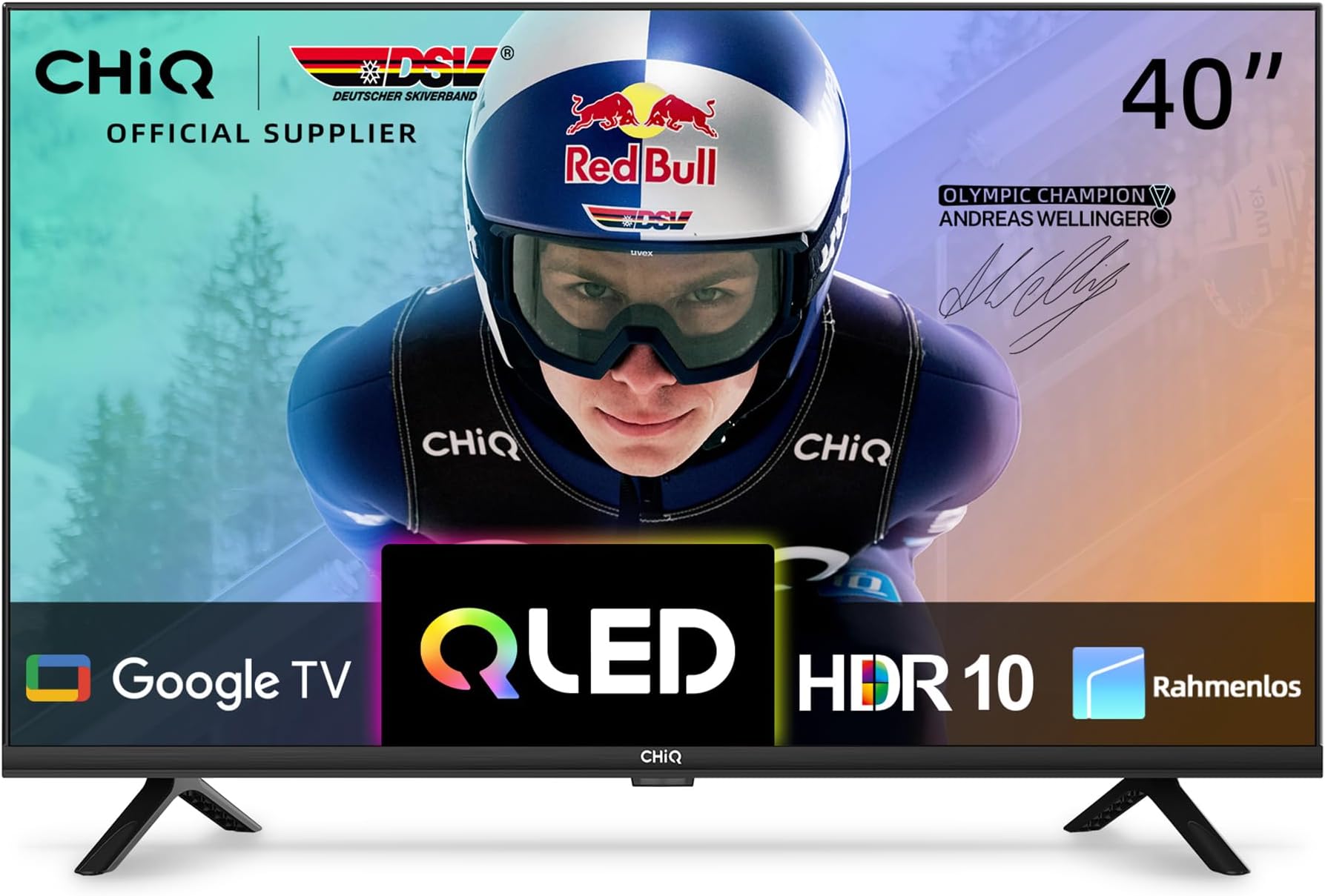 CHIQ L40QG7V 40 Zoll QLED TV, HDR10, Rahmenloses Design, Google TV ...