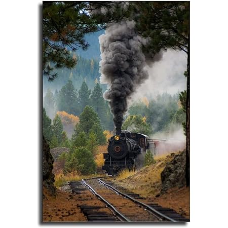 Amazon.com: Art Wall Decor Landscape Train Tracks Poster Decorative ...