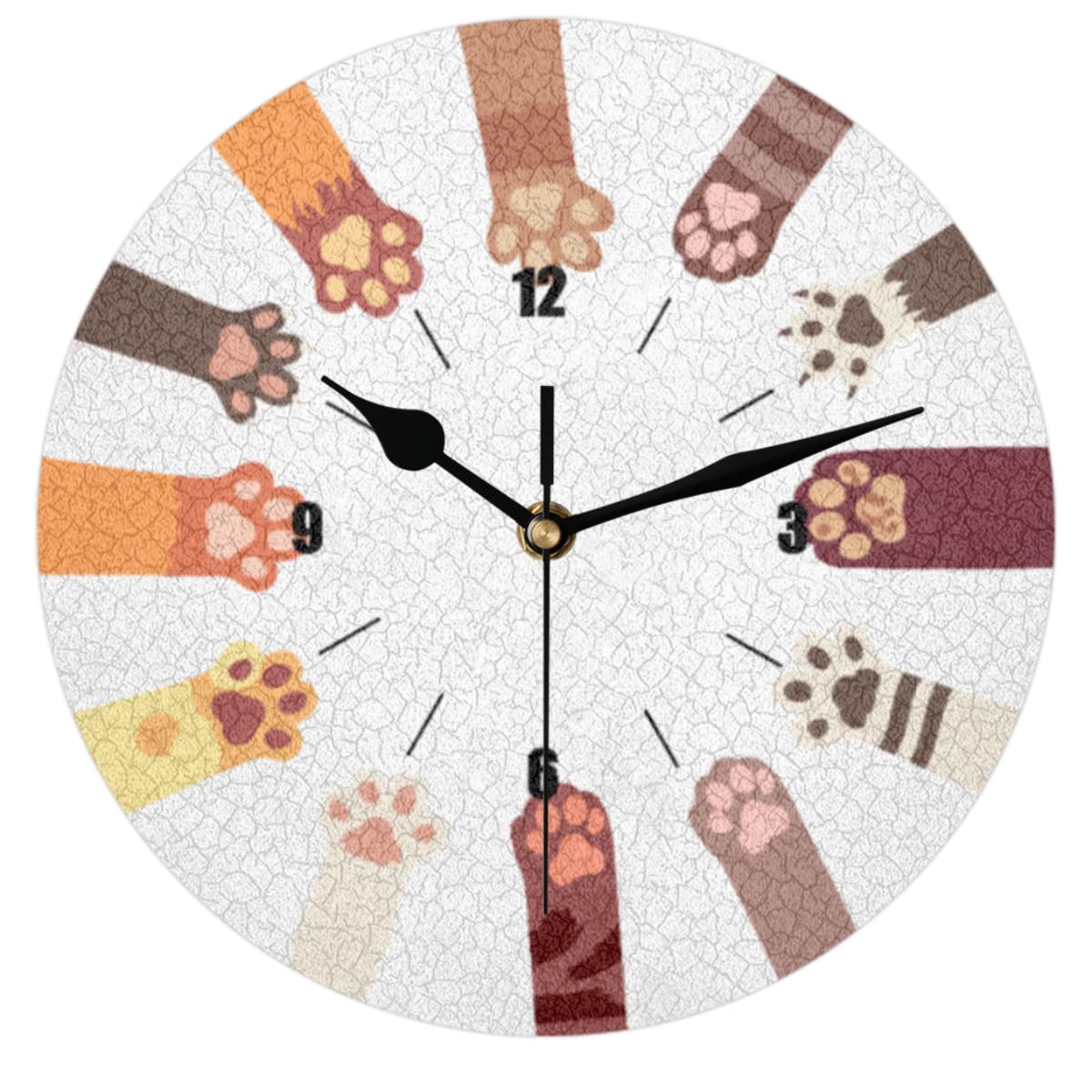 Amazon.com: Funky Qiu Wall Clock,Cute Cat Paw Wall Clock Silent Non ...