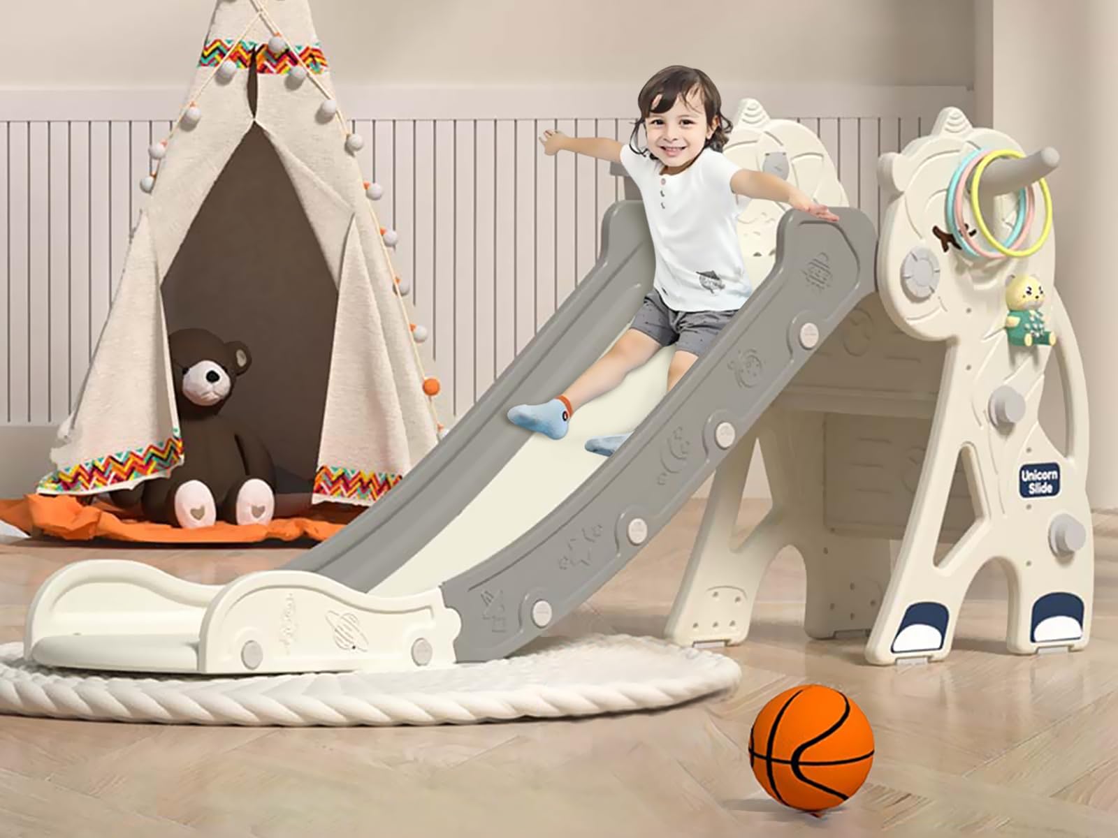 Amazon.com: YUYUE 7 in 1 Toddler Slide for Toddlers Age 1-3, Extra-Long ...