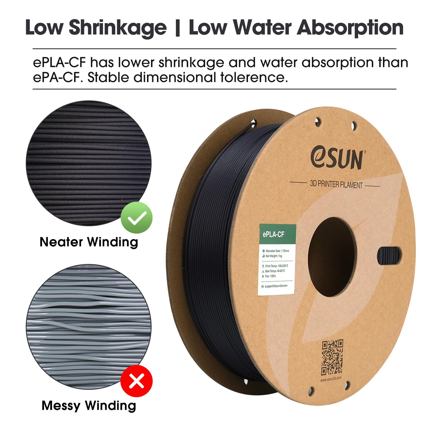 Snapklik.com : eSUN Carbon Fiber PLA Filament 1.75mm, Matte Texture 3D ...