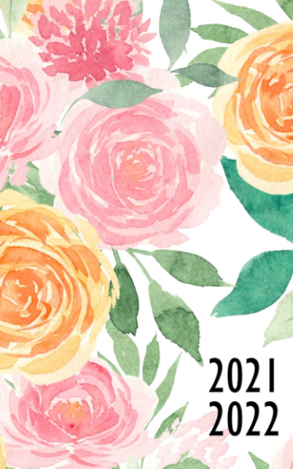 2021 2022: 2 Year Monthly Planner, Compact size 5x8" , sweet watercolor ...