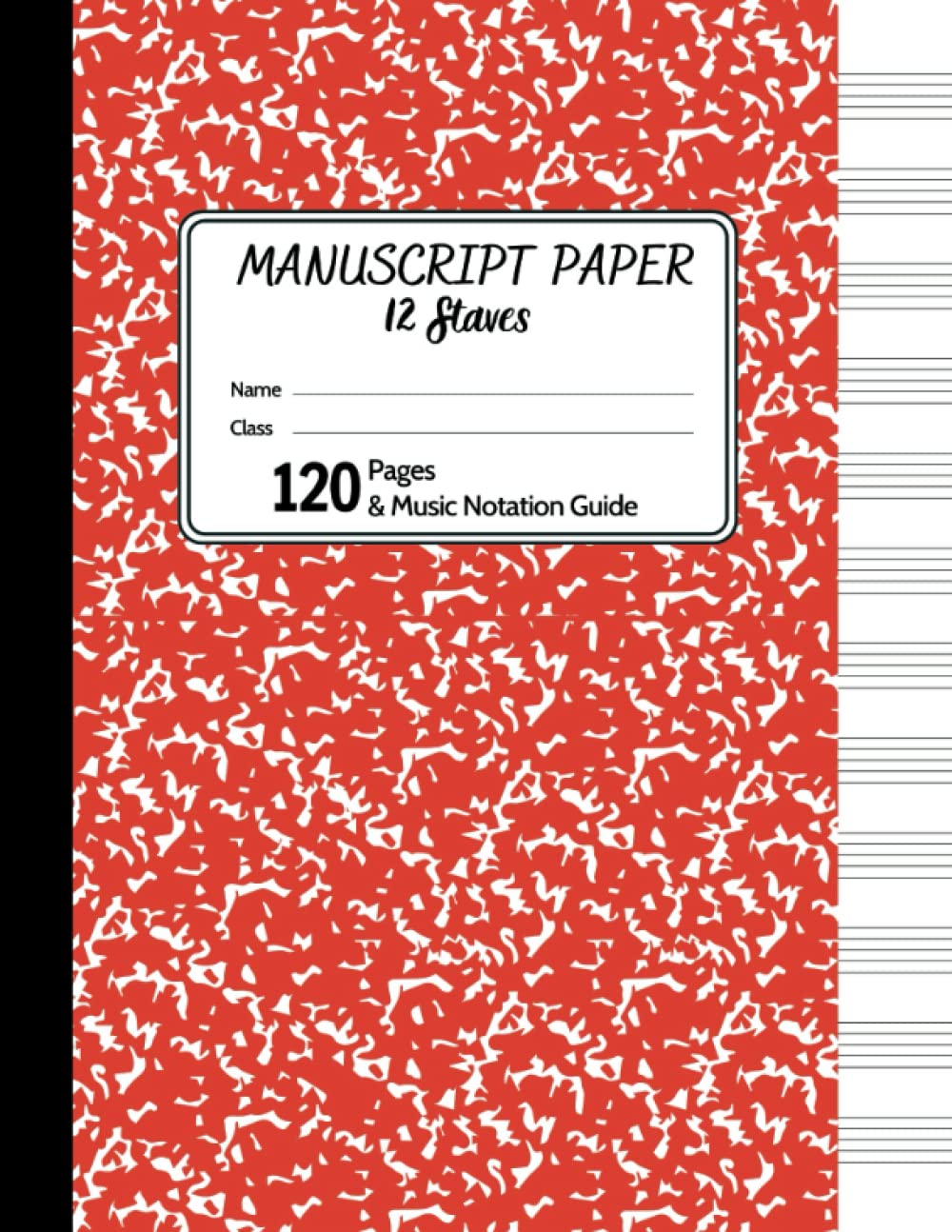 Amazon.com: Red Marble Manuscript Paper: 120 Standard Pages & Music ...