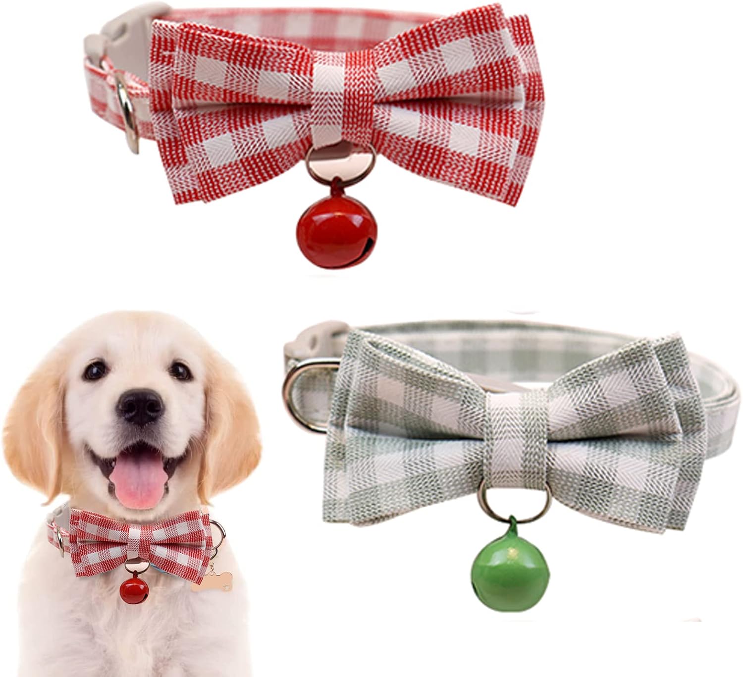 Amazon.com : LUOYAN Dog Collar with Bells for Small Dogs with Bow,2pcs ...