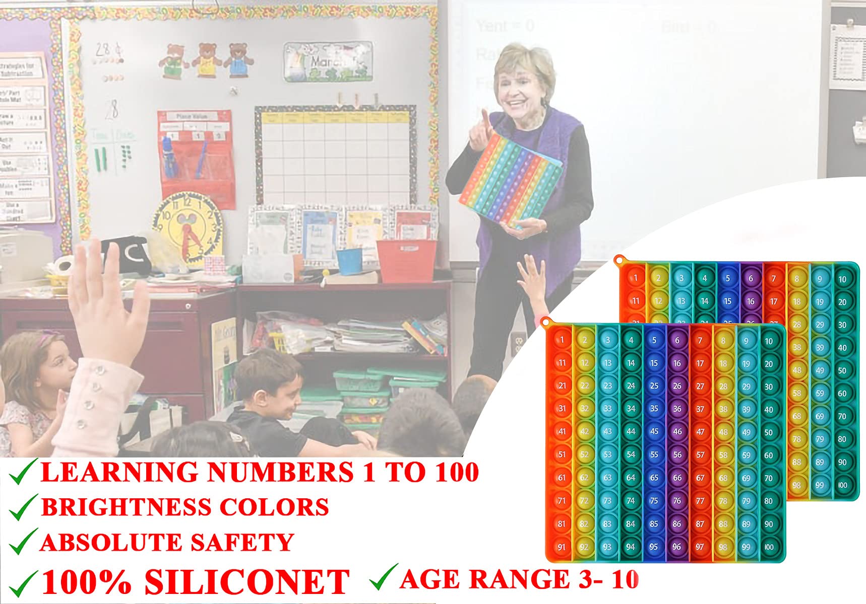 Productworld258 100 Pop It Fidget Toy, Learning Pop Fidget Toy, Gift ...