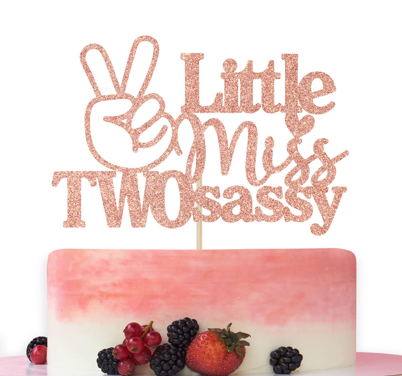 Amazon.com: Little Miss Two Sassy Cake Topper Rose Gold Glitter, Child ...