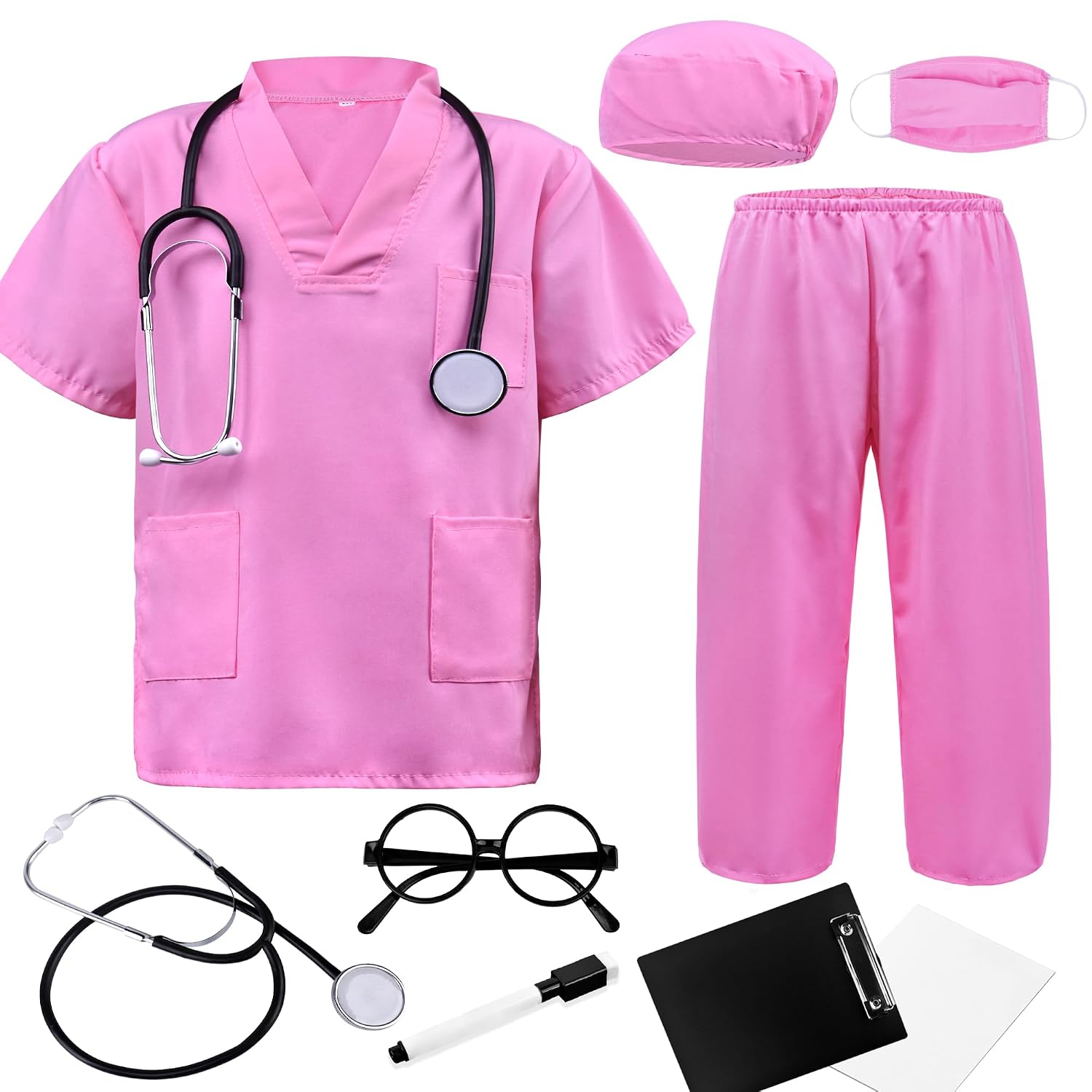 Buy ZZIHAN Doctor Costume for Kids Pink Scrubs Sets Nurse Scrubs ...
