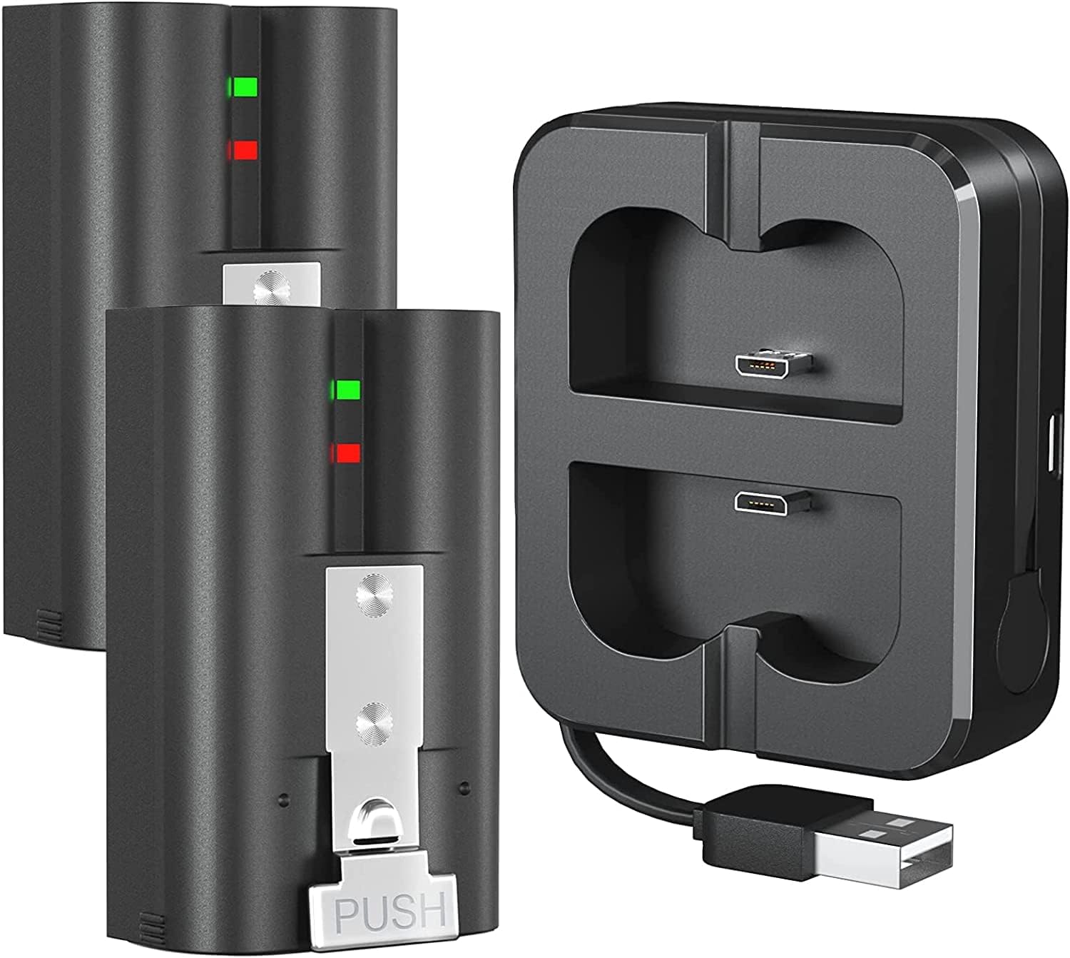 2Pack Rechargeable Battery Replacement with Charger Station 6040mAh 3 ...