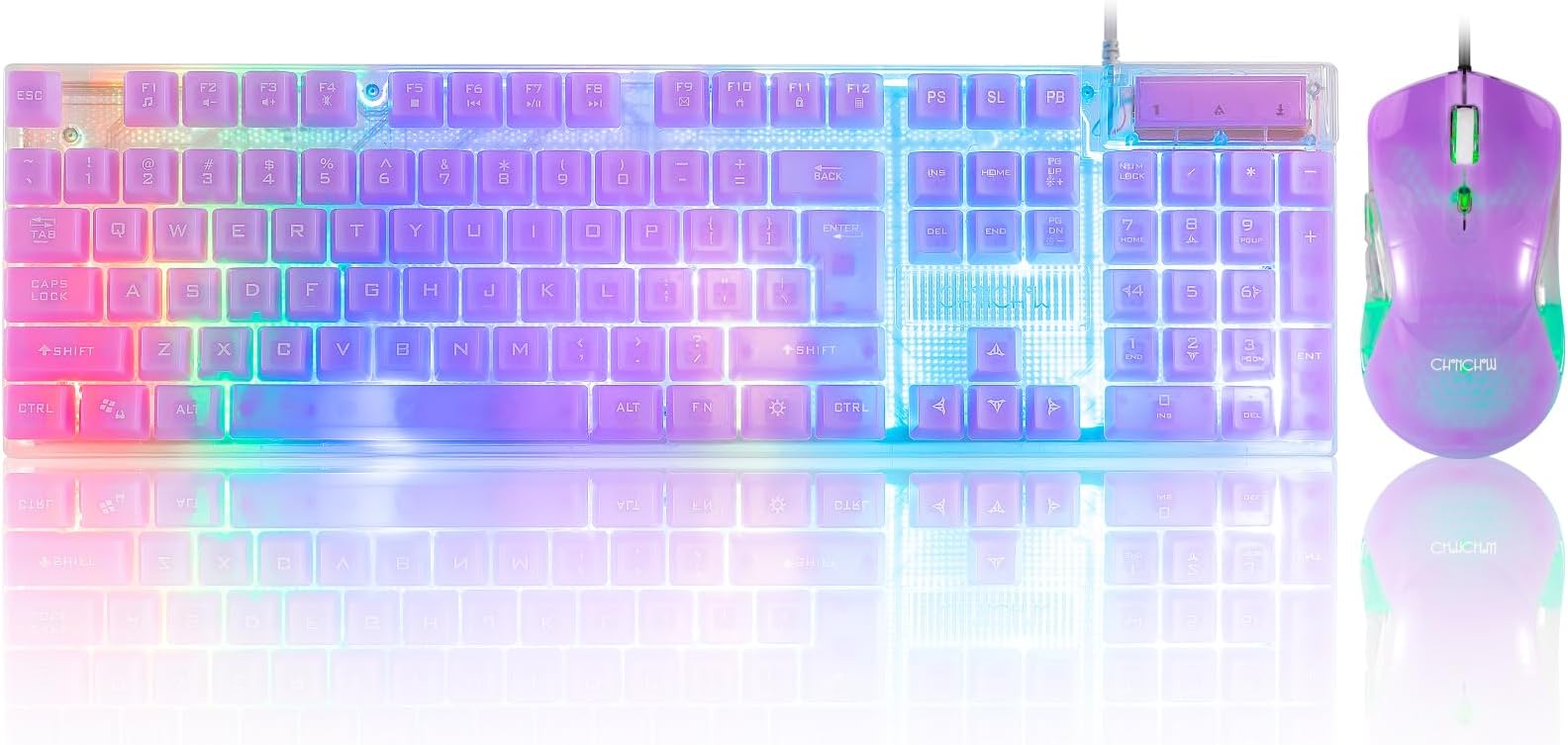 Amazon.com: CHONCHOW LED Gaming Keyboad and Mouse Combo, Transparent ...
