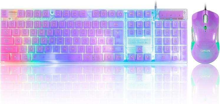 Amazon.com: Gaming Keyboad and Mouse Combo, Transparent RGB Rainbow LED ...
