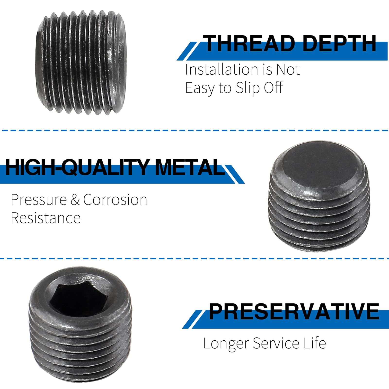Snapklik.com : LifCratms 1/8" Male NPT Plugs, Carbon Steel Pipe Fitting ...