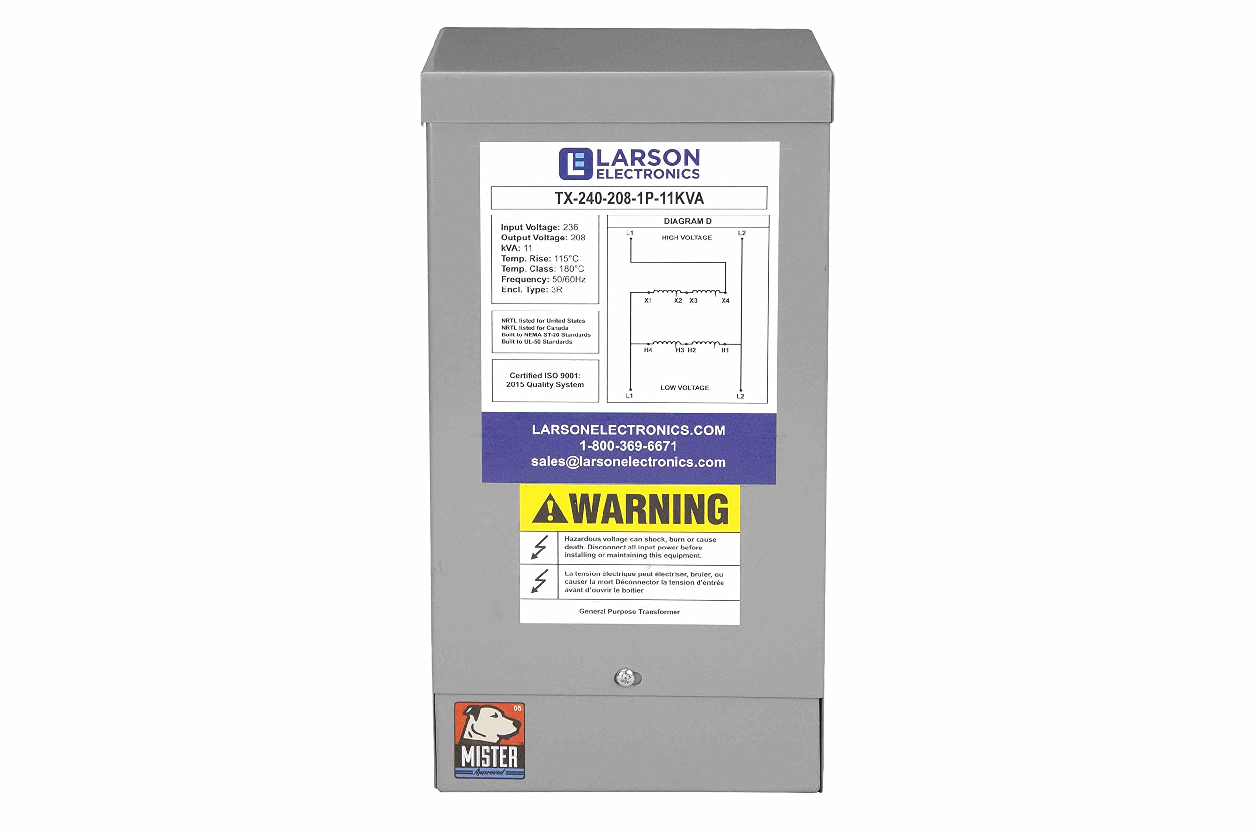 Larson Electronics 1-Phase Buck/Boost Step-Down Transformer, 05/13/2024