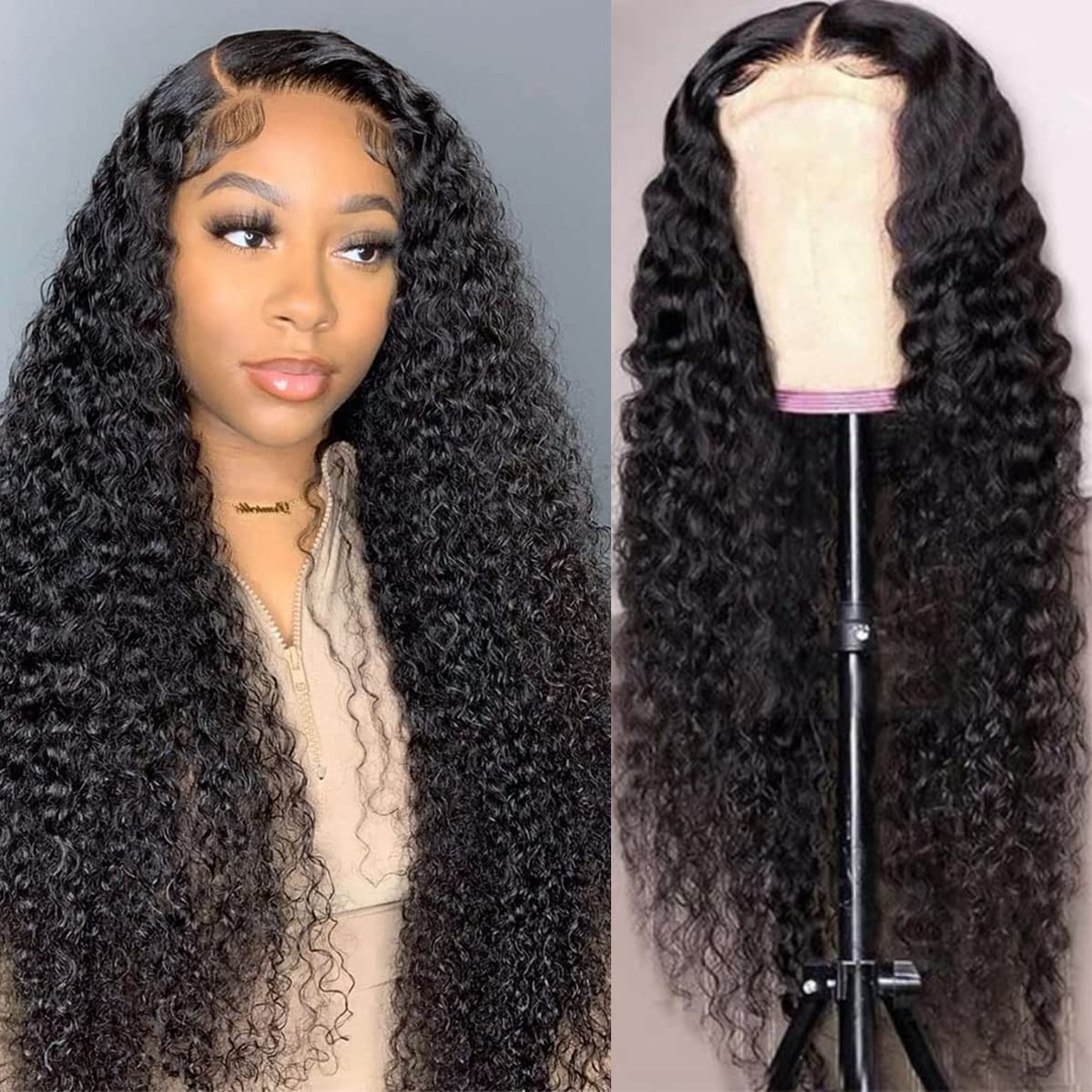 Amazon.com : ROYAL IMPRESSION Deep Wave Lace Front Wigs Human Hair 4x4 ...