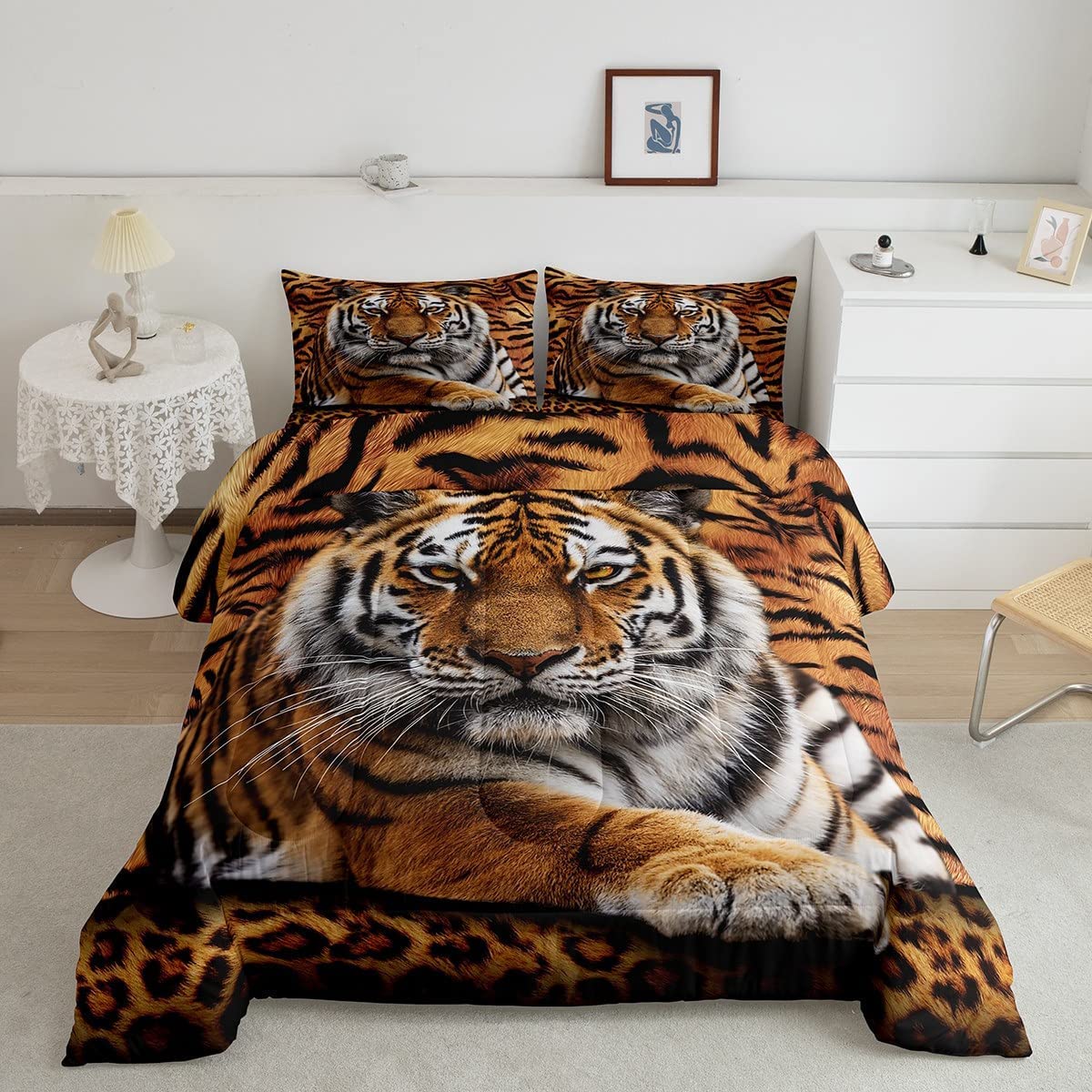 Tiger 3D Print Comforter Set King Size,Wild Animals Bedding Set 3pcs ...