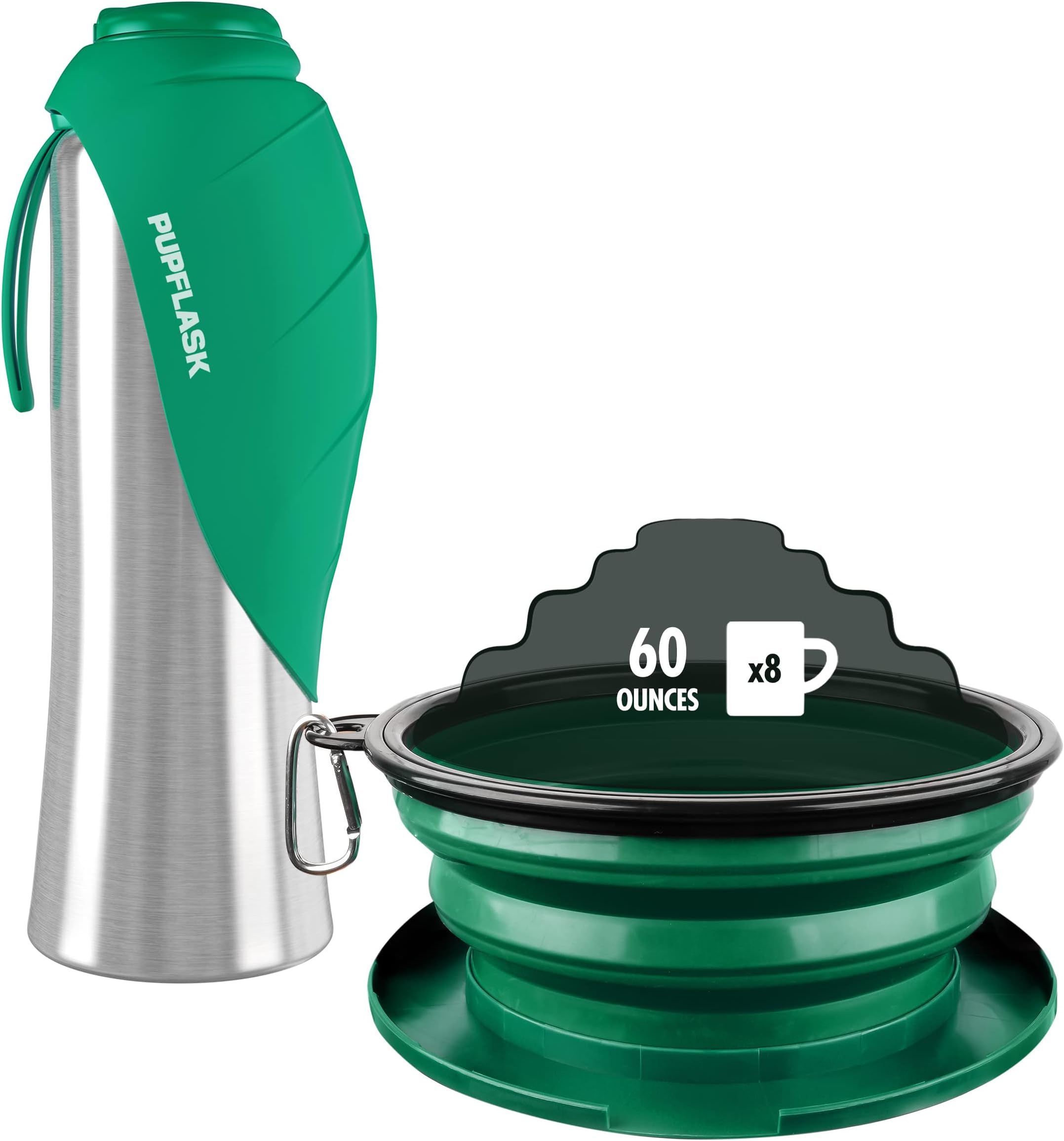 Amazon.com : XL Collapsible Dog Bowl (60oz / 8 Cups) and 40oz Pupflask Portable Water Bottle ...