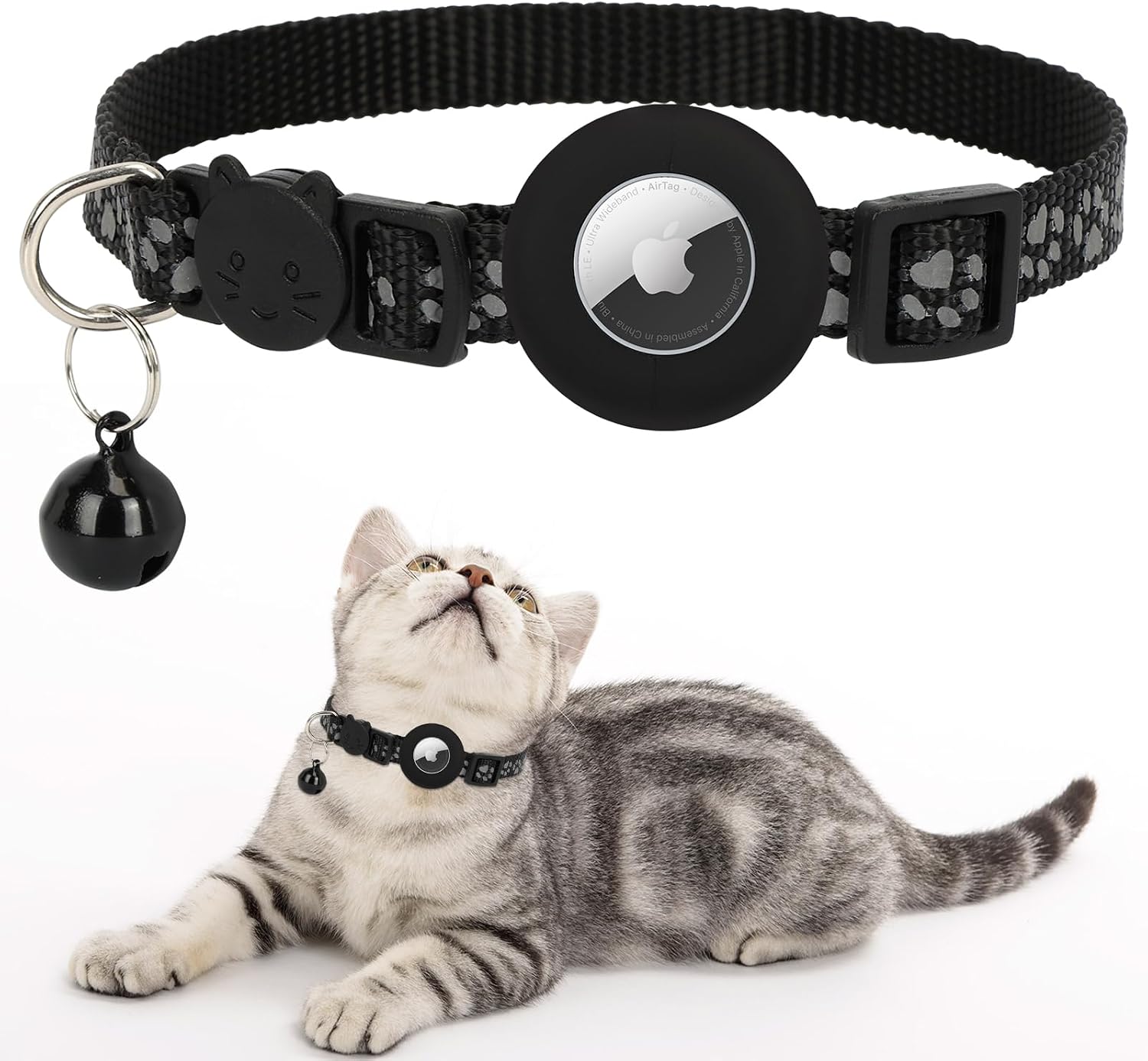 AirTag Cat Collar,Reflective Adjustable Apple Air Tag Cat Collar with ...