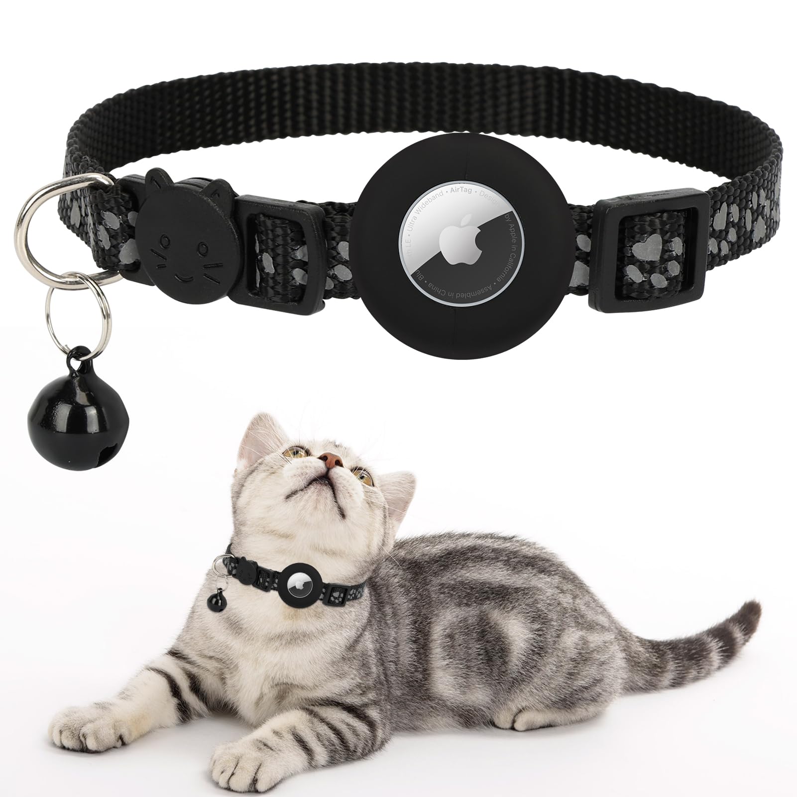 AirTag Cat Collar,Reflective Adjustable Apple Air Tag Cat Collar with ...