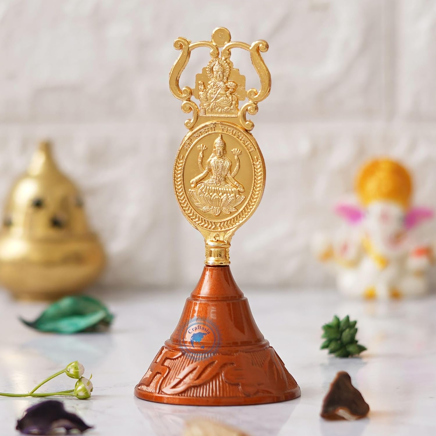 Craftasia Metal Crafted Brass ghanti, Pooja Bell/ghanti for Rituals ...