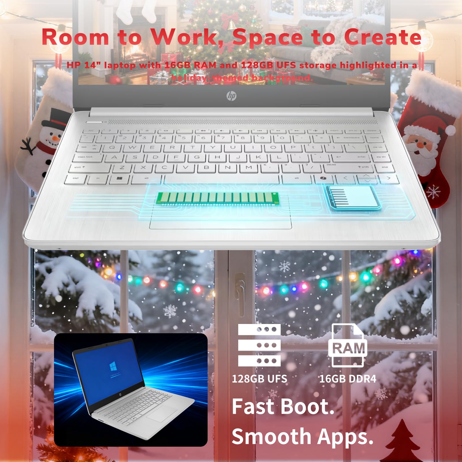 Snapklik.com : 14" Laptop 2025 Business Student Slim Computer, 1-Y ...