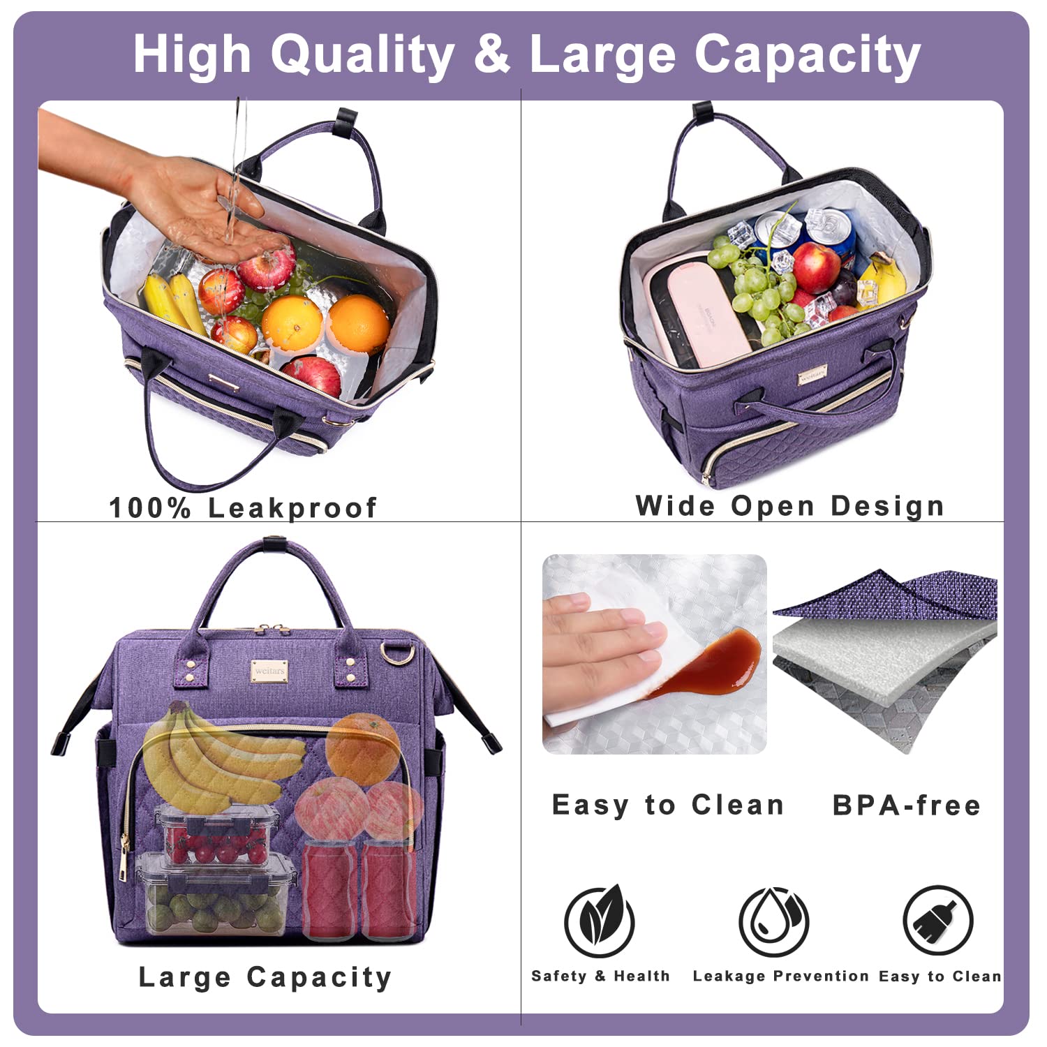 Weitars Lunch Bag for Women, Cute Insulated Lunch Box for Women for ...