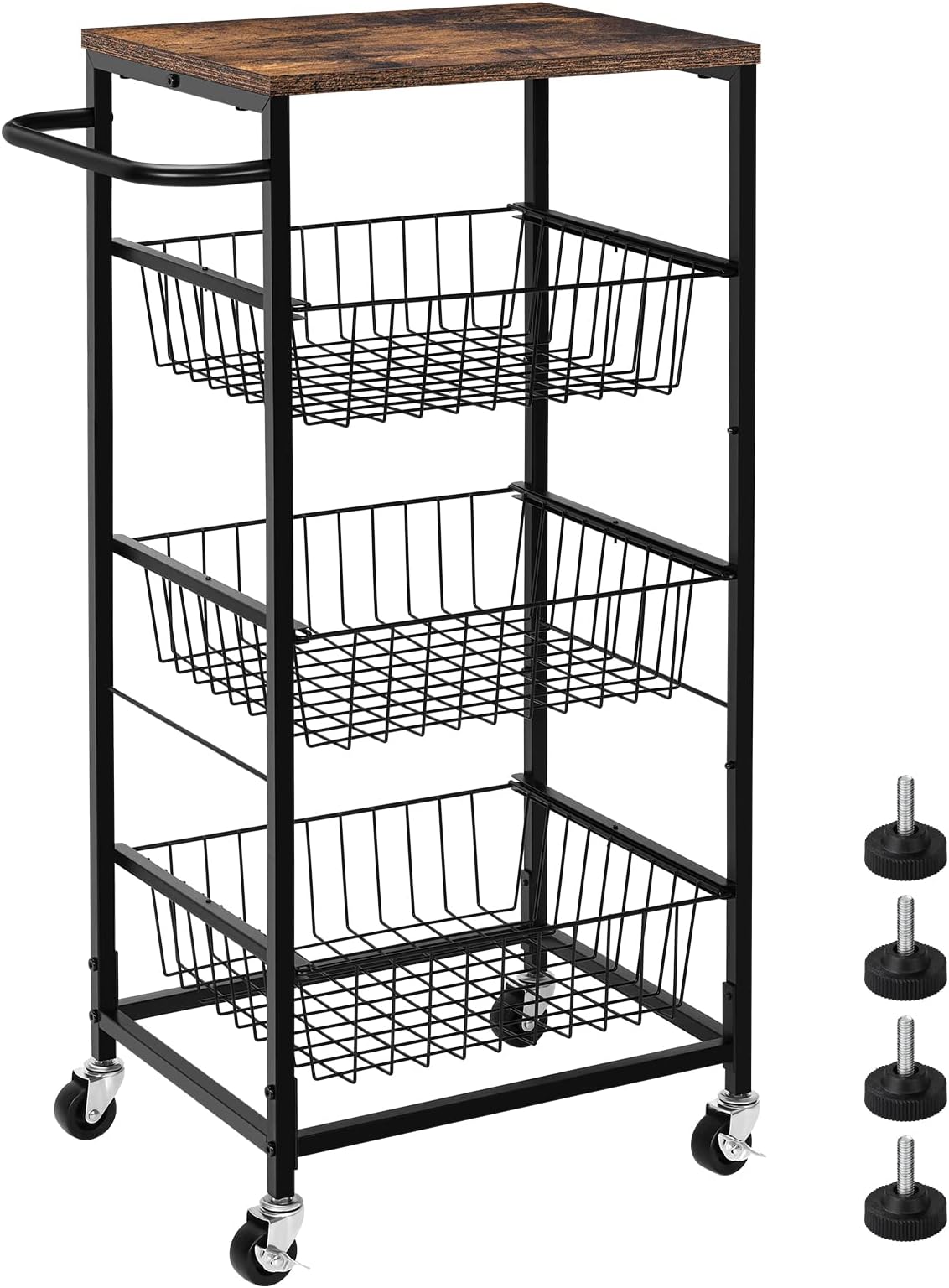 Amazon.com: Kitchen Carts on Wheels, Rolling Storage Carts 4 Tier ...