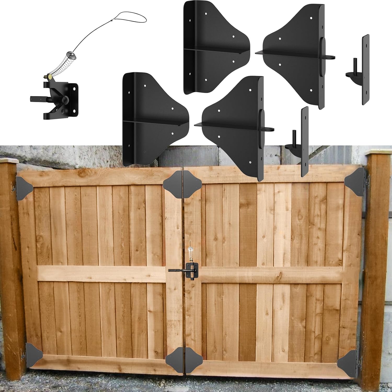 Amazon.com: Fence Gate Kit (8 Brackets) Wood Gate Brace Gate Hardware ...