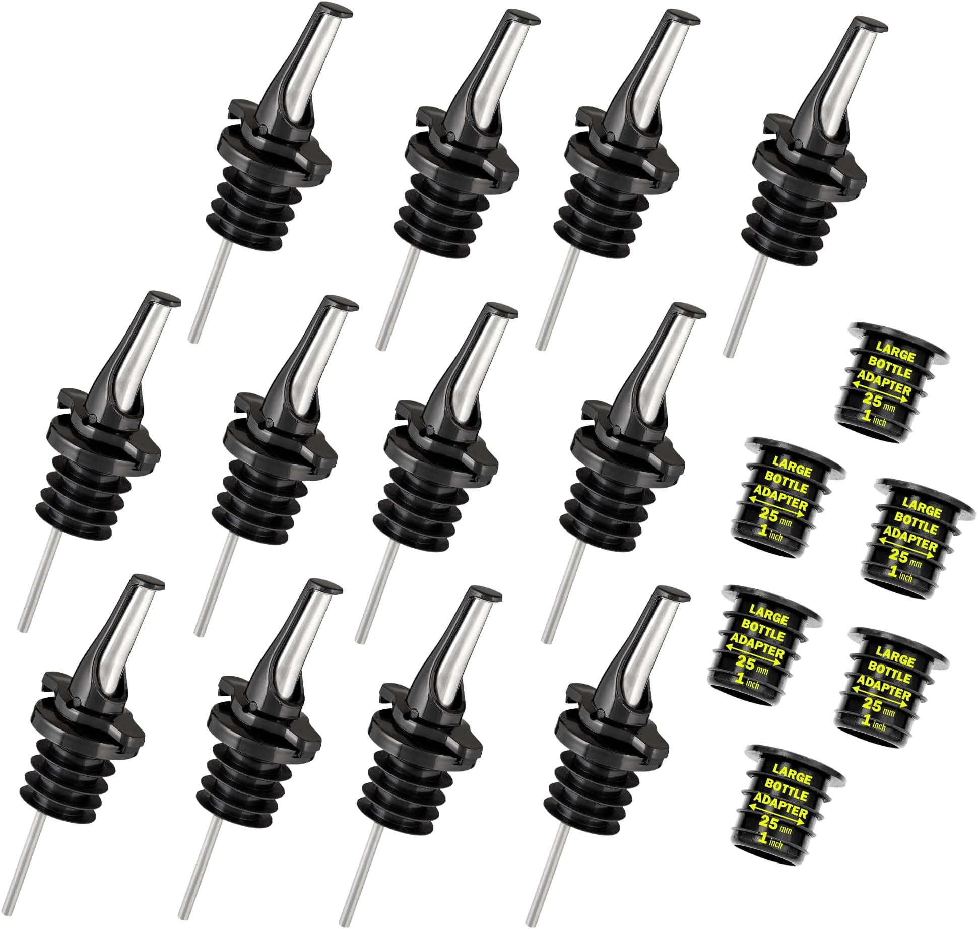 Amazon.com: Poura Liquor Bottle Pourers 4 pack black with 2 bungs: Home ...